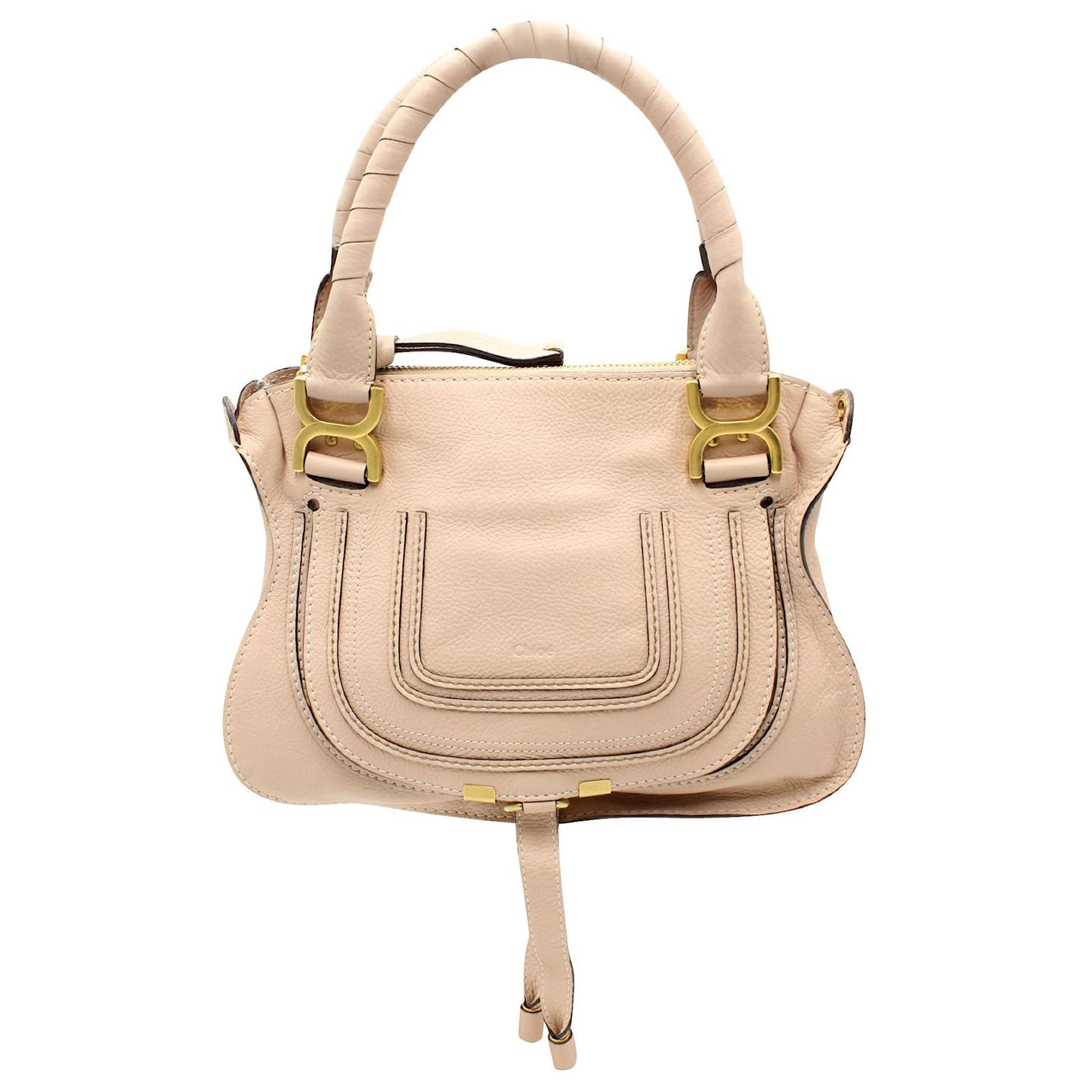 Chloé Chloe Marcie Small lined Carry Tote Bag in 'Sandy Beige' Leather ...