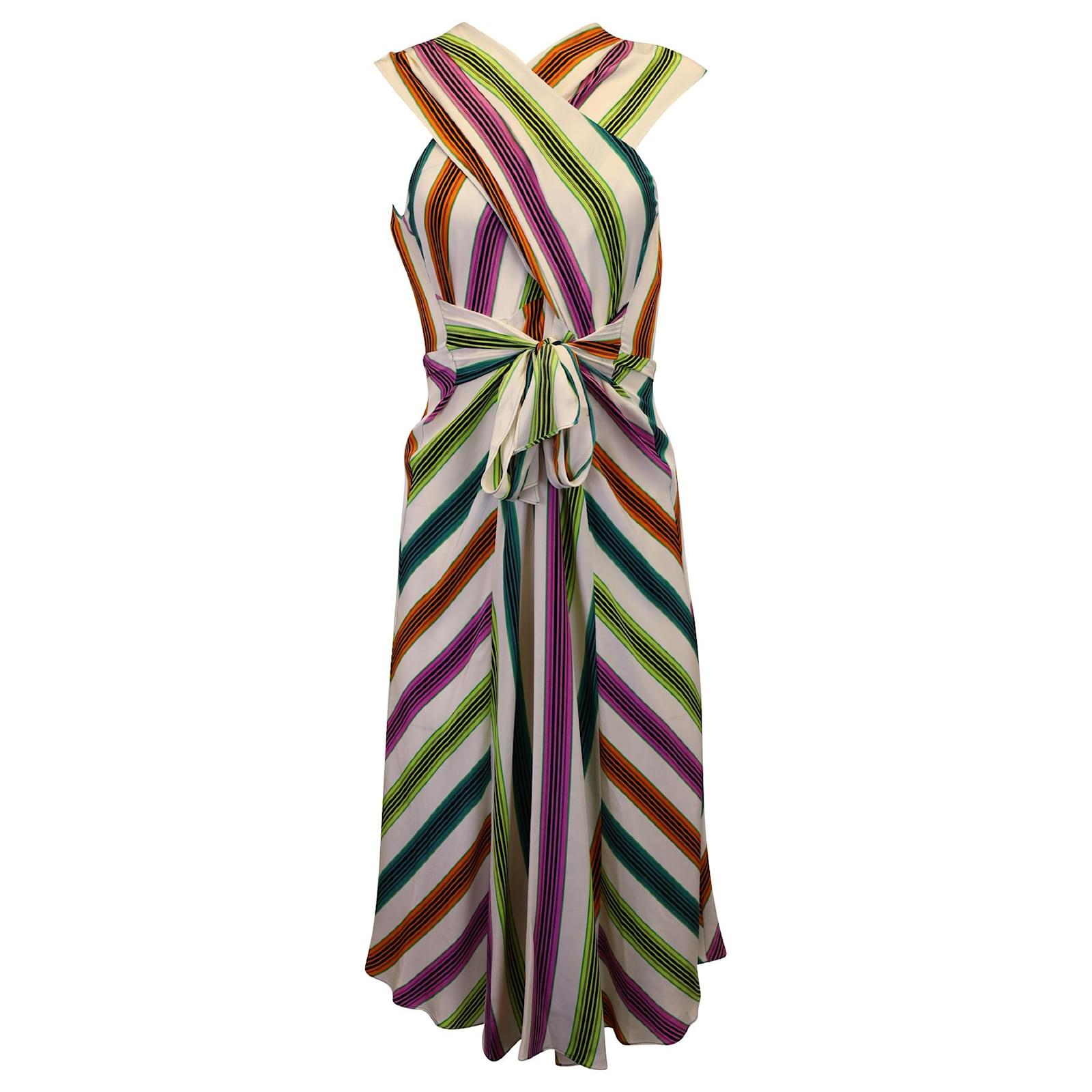 Diane Von Furstenberg Mireille Stripe Dress in Multicolor Silk Python ...