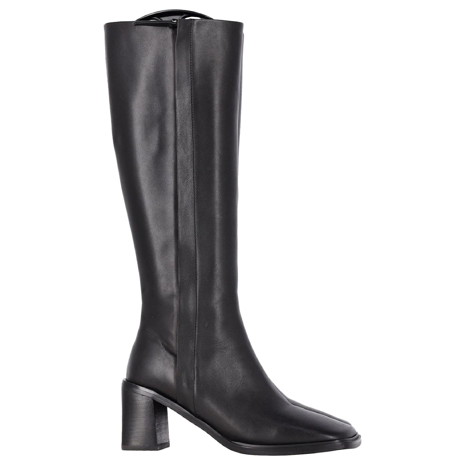 The Row Patch Knee-High Square-Toe Boots in Black Leather ref.1292518 ...