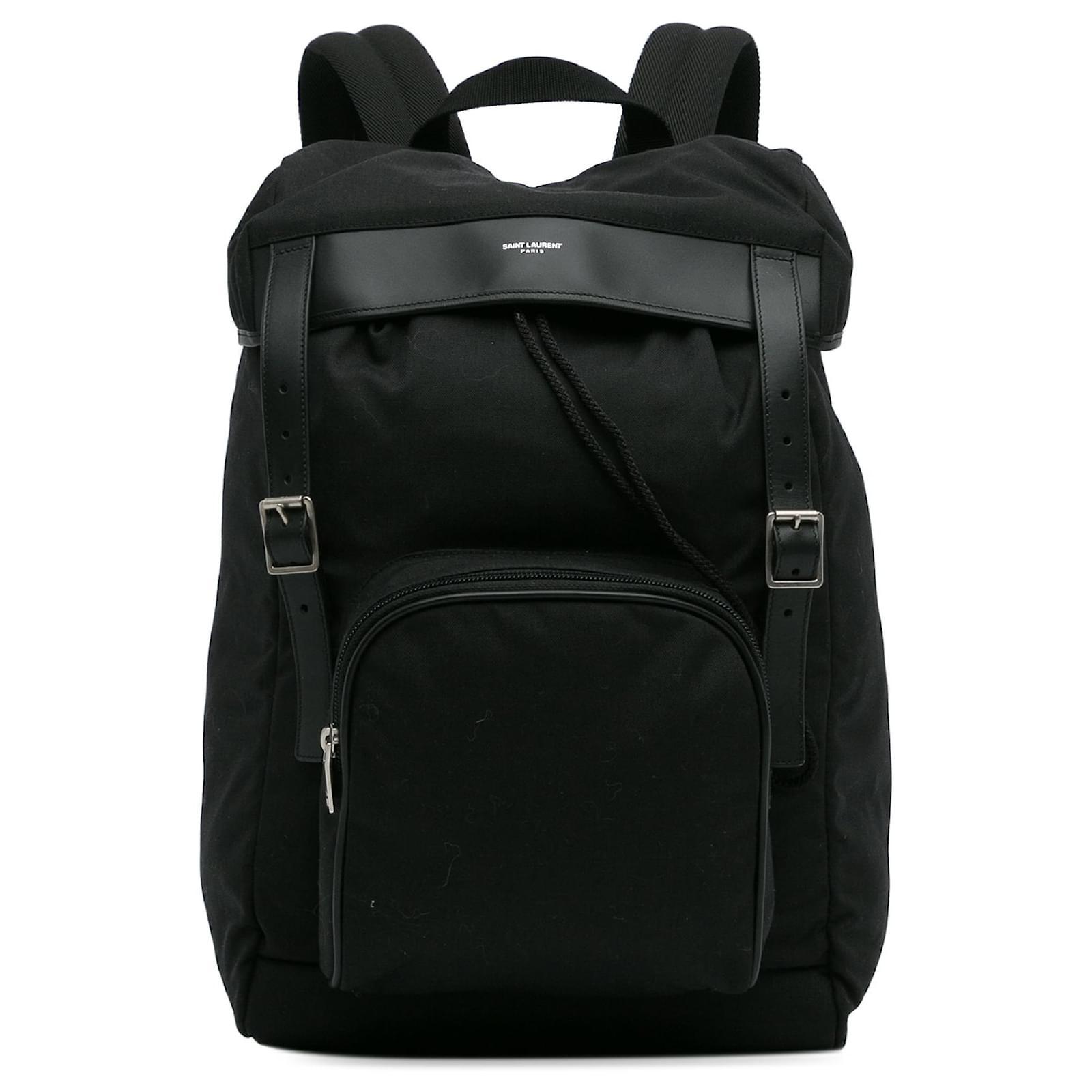 Saint Laurent Black Utilitarian Hunting Backpack Leather Cloth Pony ...