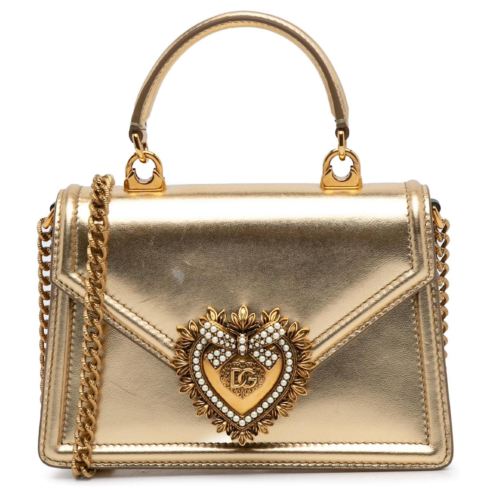 Dolce & Gabbana Gold Dolce&Gabbana Devotion Bag Satchel Golden Leather ...