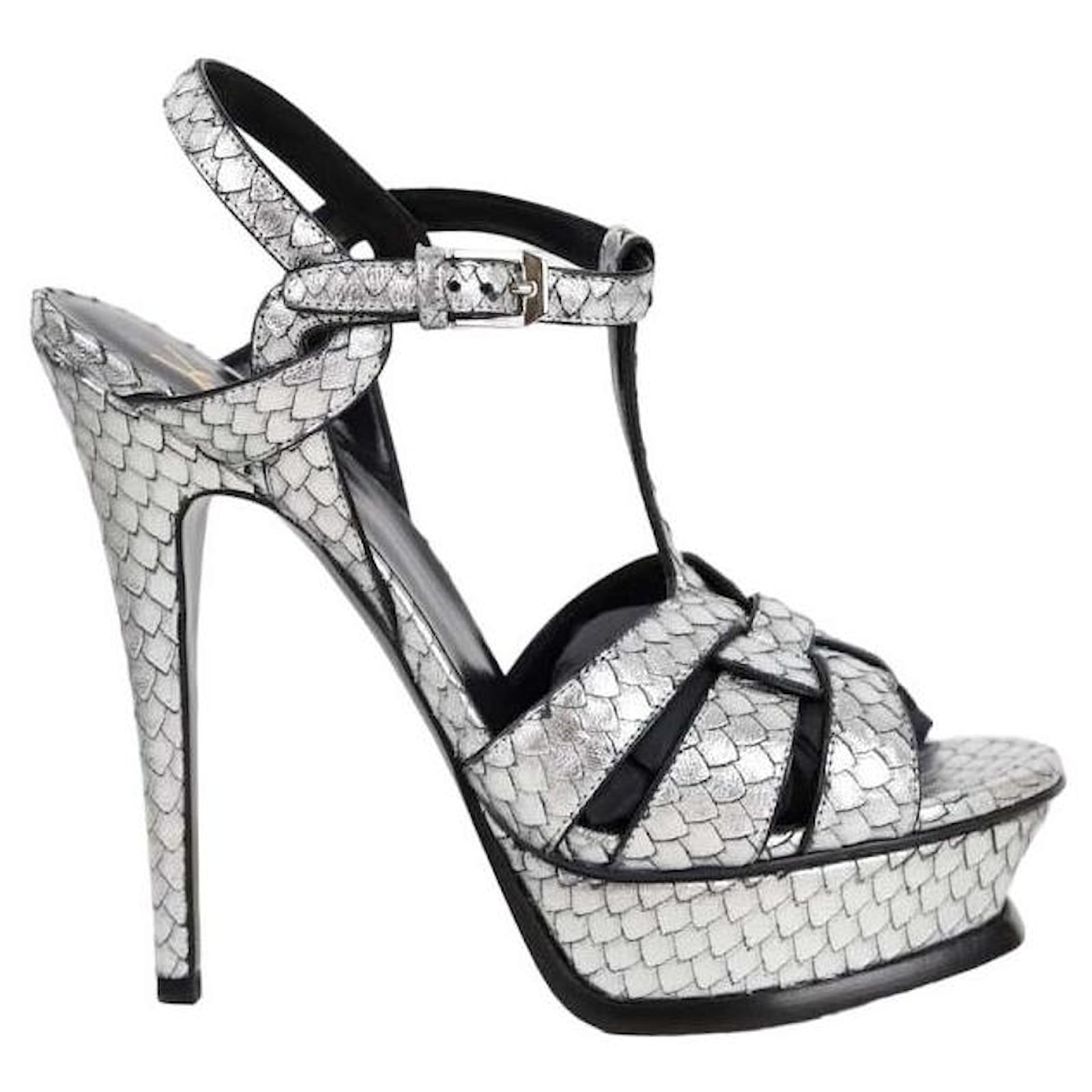 Saint Laurent Leather Heels Silvery ref.1296932 - Joli Closet