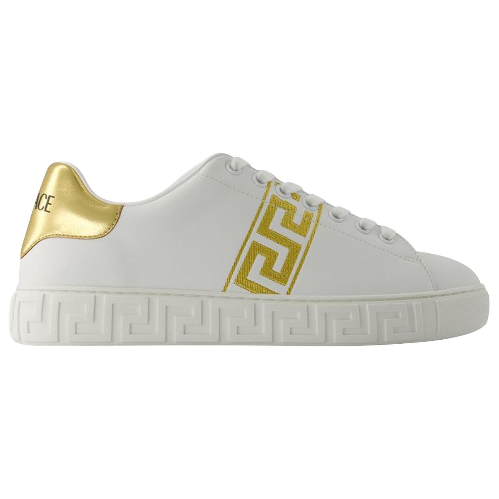La Greca Sneakers - Versace - Embroidery - White/Gold Leather ref ...