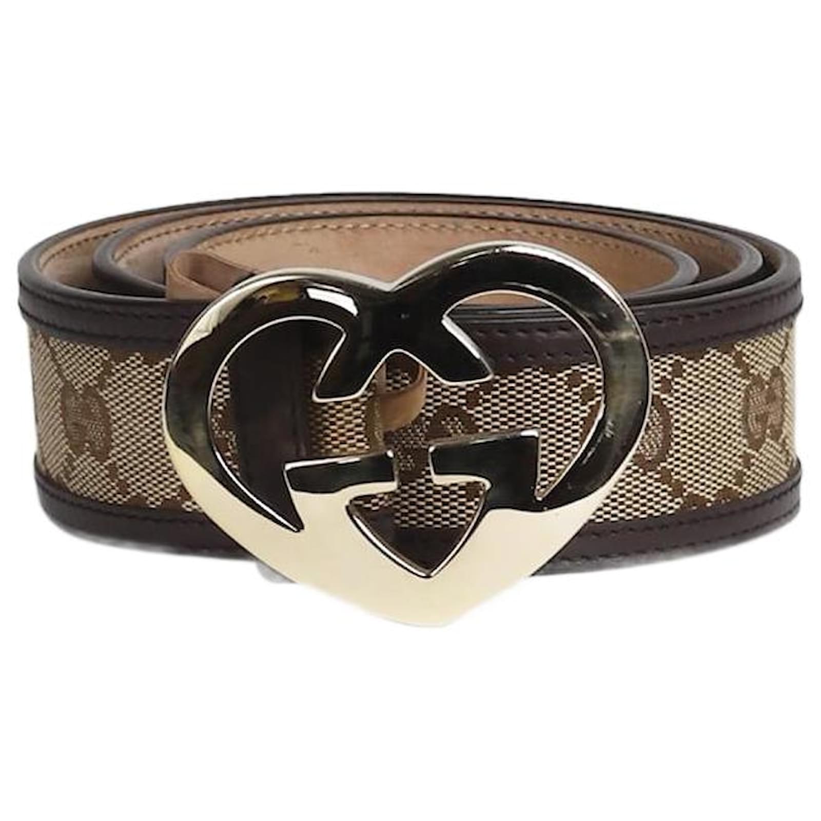 Gucci Brown heart-buckle monogram belt Leather ref.1309134 - Joli Closet