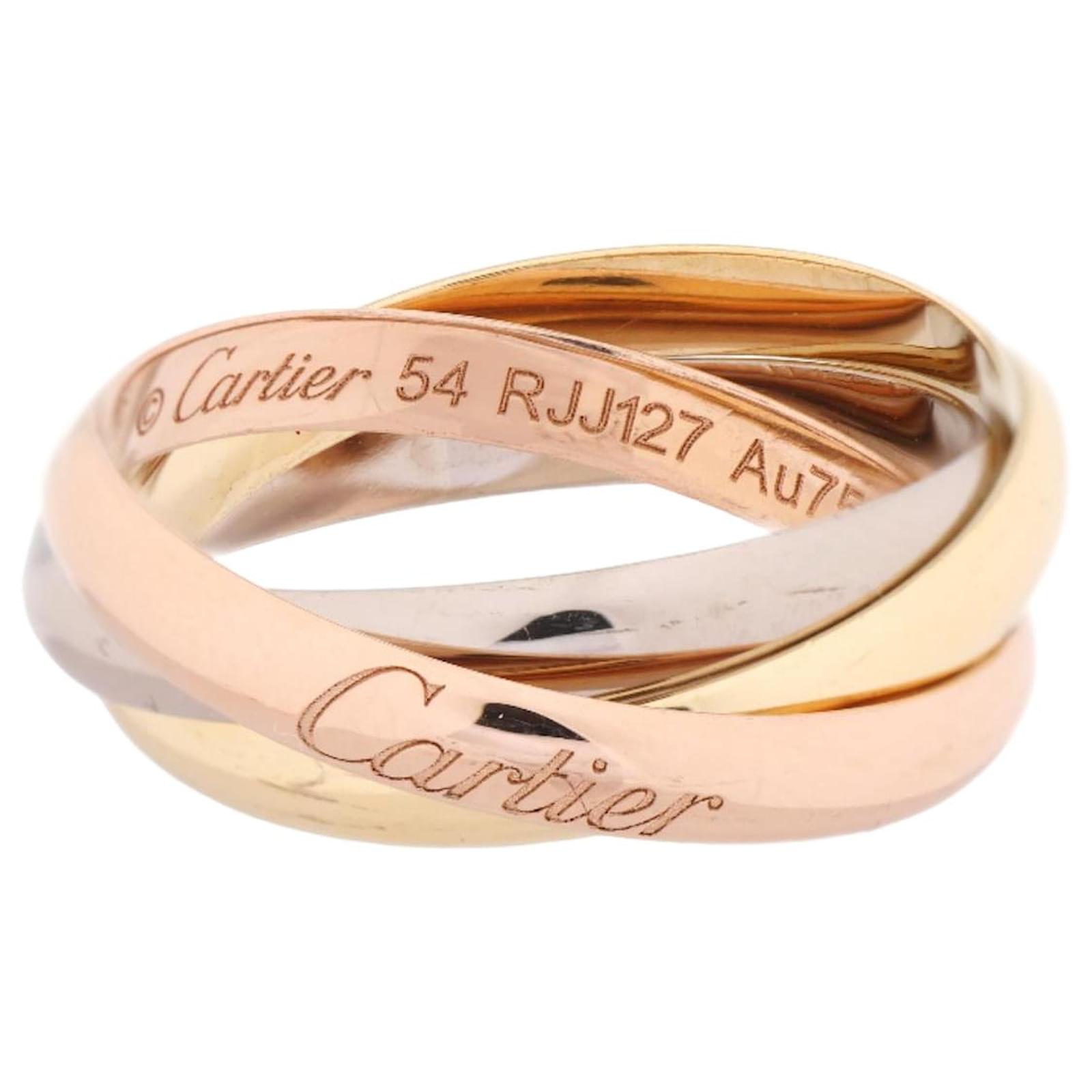 Cartier Trinity Ring 54 Women's K18 YG/WG/PG Golden Yellow gold ref ...