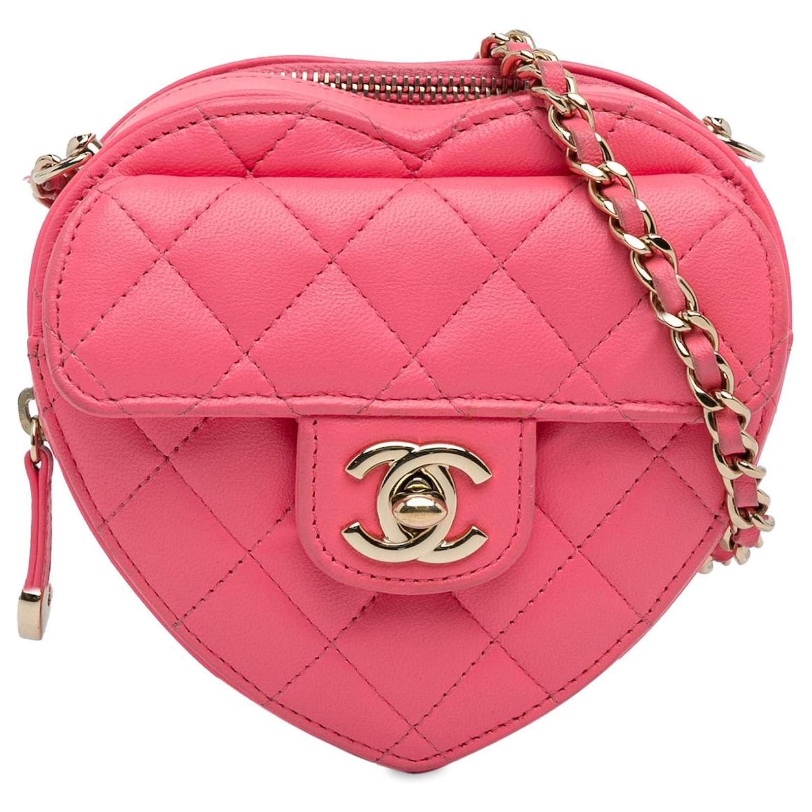 Chanel Pink Mini CC in Love Heart Crossbody Bag Leather ref.1315193 ...