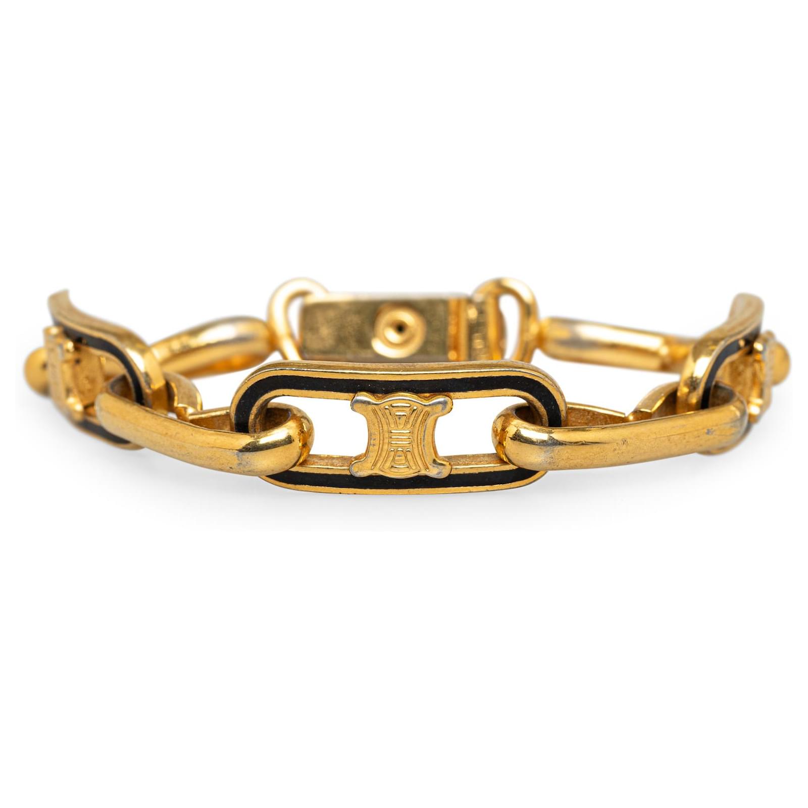 Céline Celine Gold Triomphe Chain Bracelet Golden Metal Gold-plated ref ...