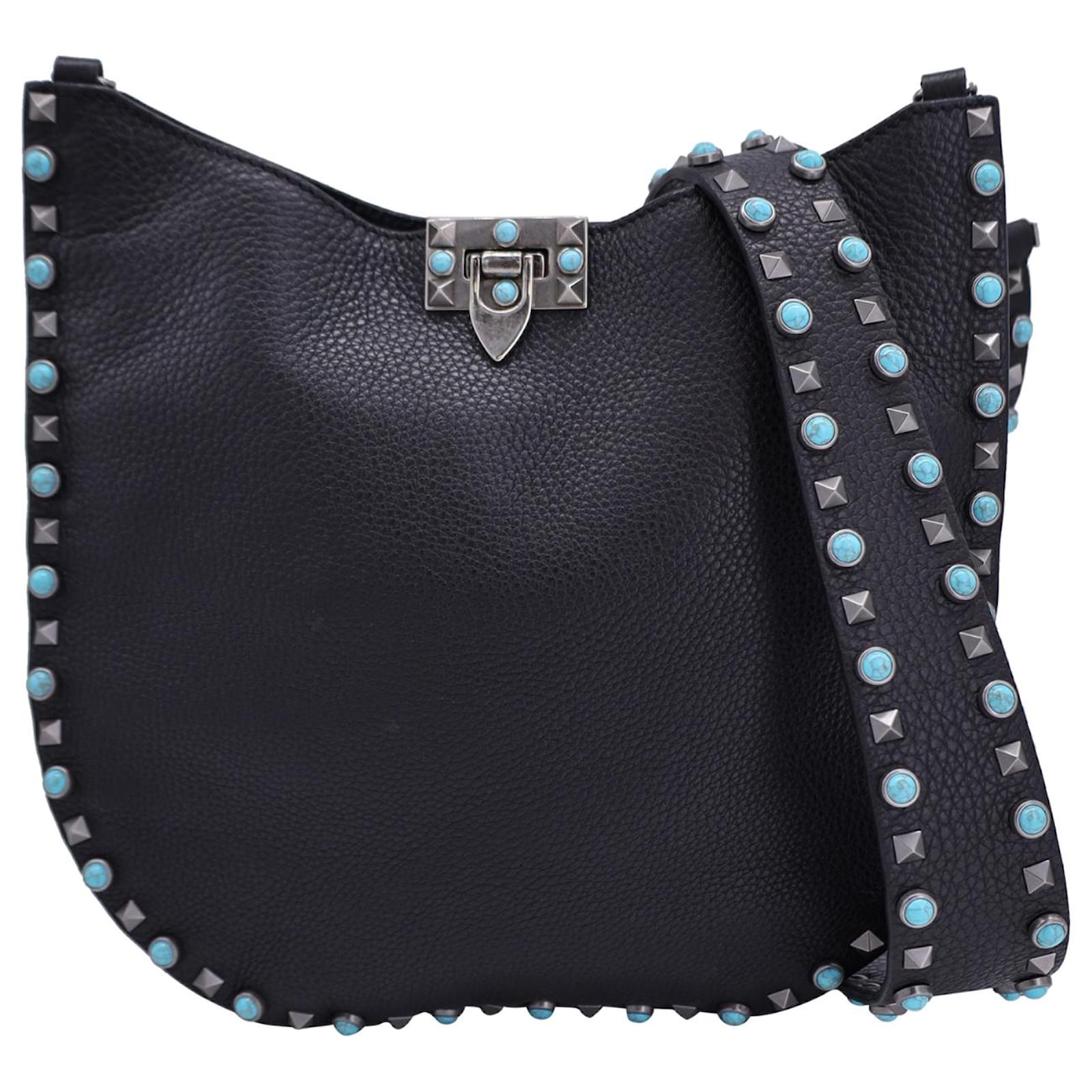 Valentino Garavani Rockstud Small Flip-Lock Bag in Black Calfskin ...