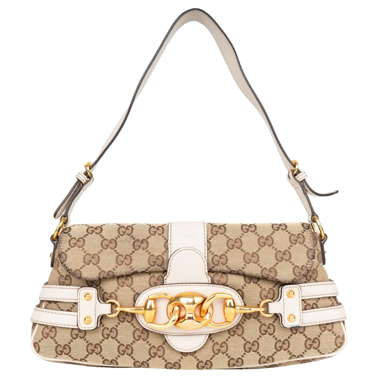 Gucci GG Monogram Horsebit Shoulder Bag Beige Leather ref.1321443 ...