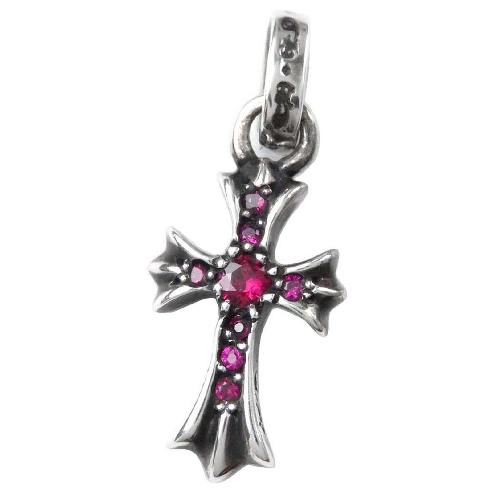 Chrome Hearts Pave Ruby Baby Fat Cross Pendant Metal ref.1323377 - Joli ...