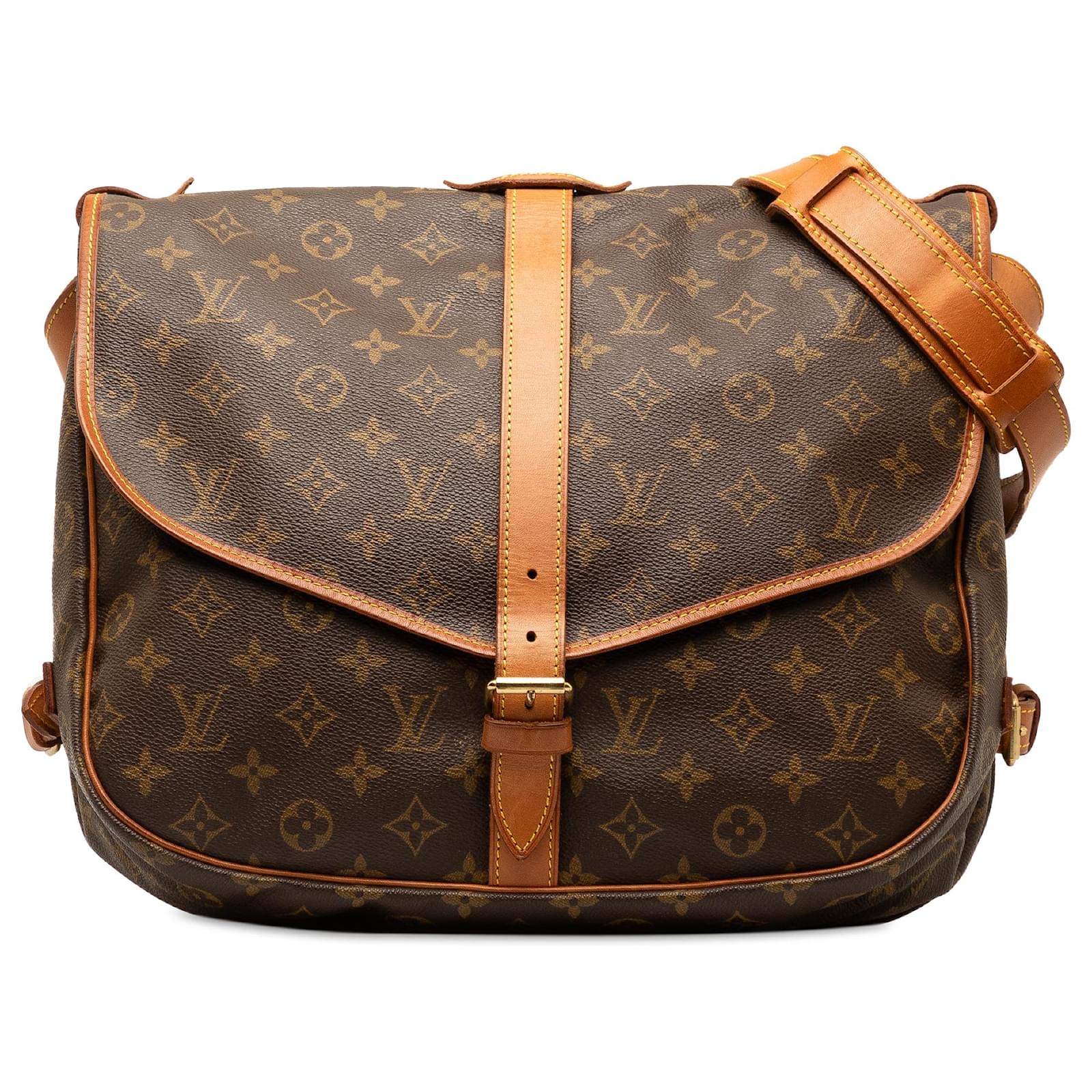 Louis Vuitton Brown Monogram Saumur 35 Leather Cloth ref.1328868 - Joli ...