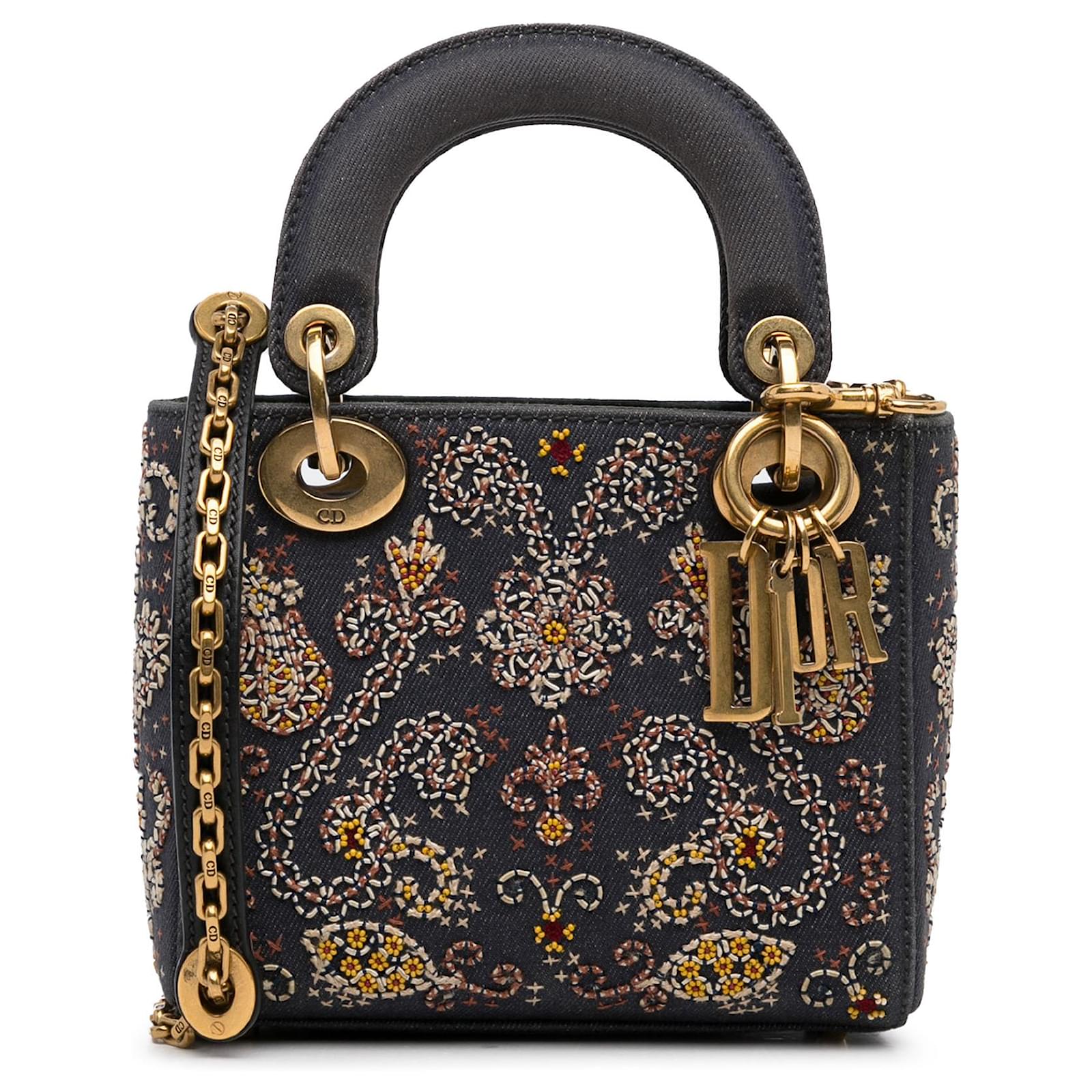 Dior Blue Mini Embroidered Denim Lady Dior Cloth ref.JC1336091 (Sold ...