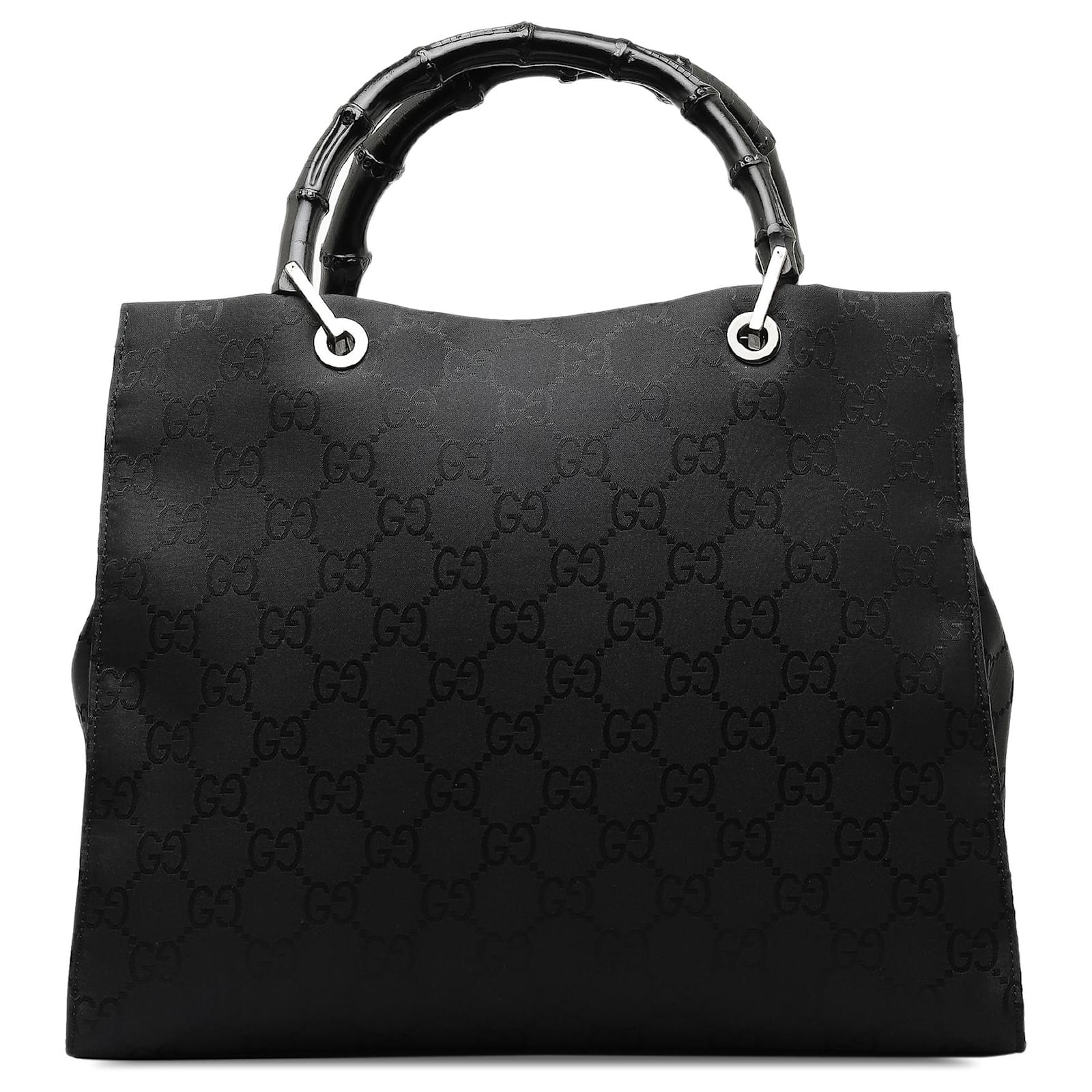 Gucci Black GG Nylon Bamboo Tote Cloth ref.1336529 - Joli Closet