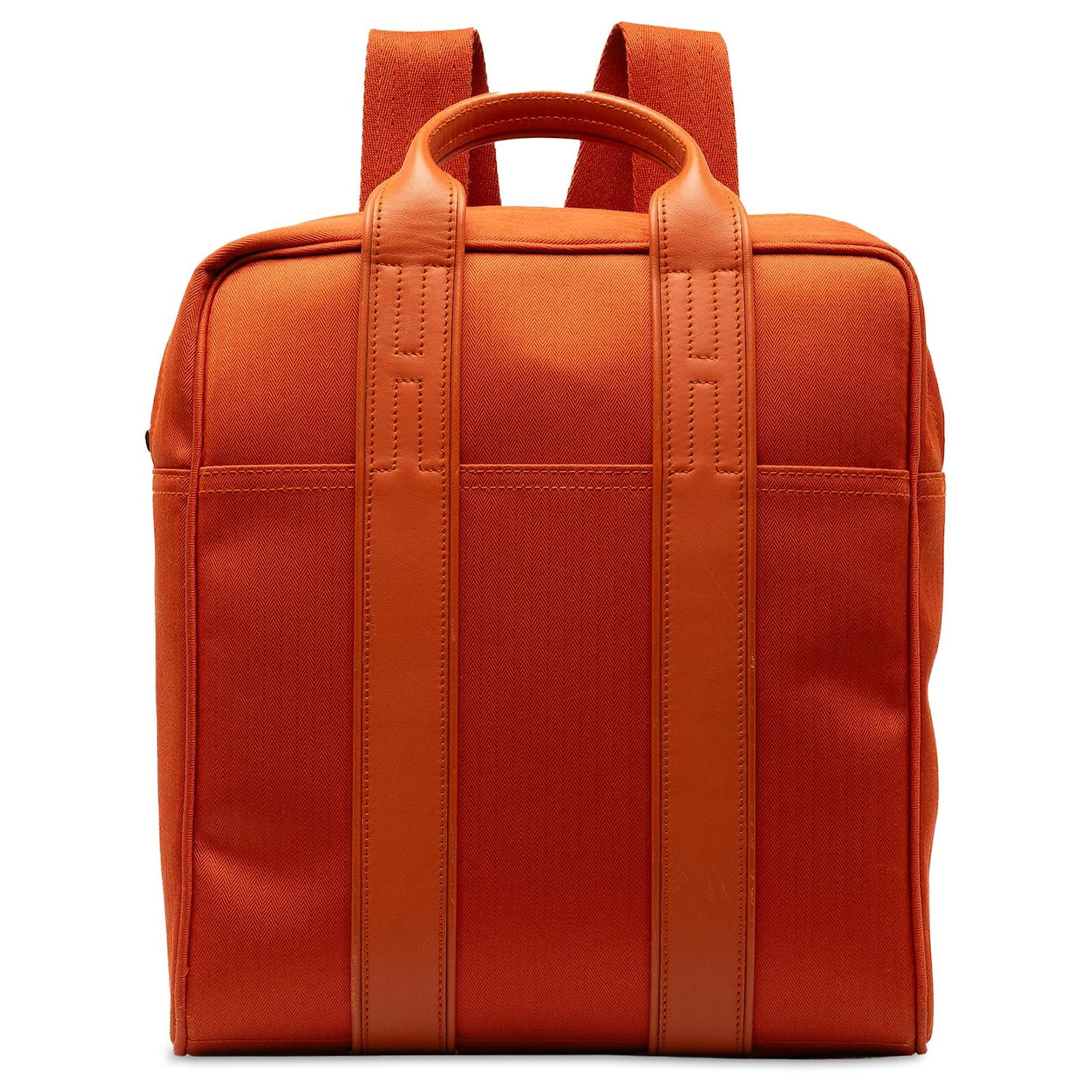 Hermès Orange Toile and Swift Acapulco Backpack Pony-style calfskin ...