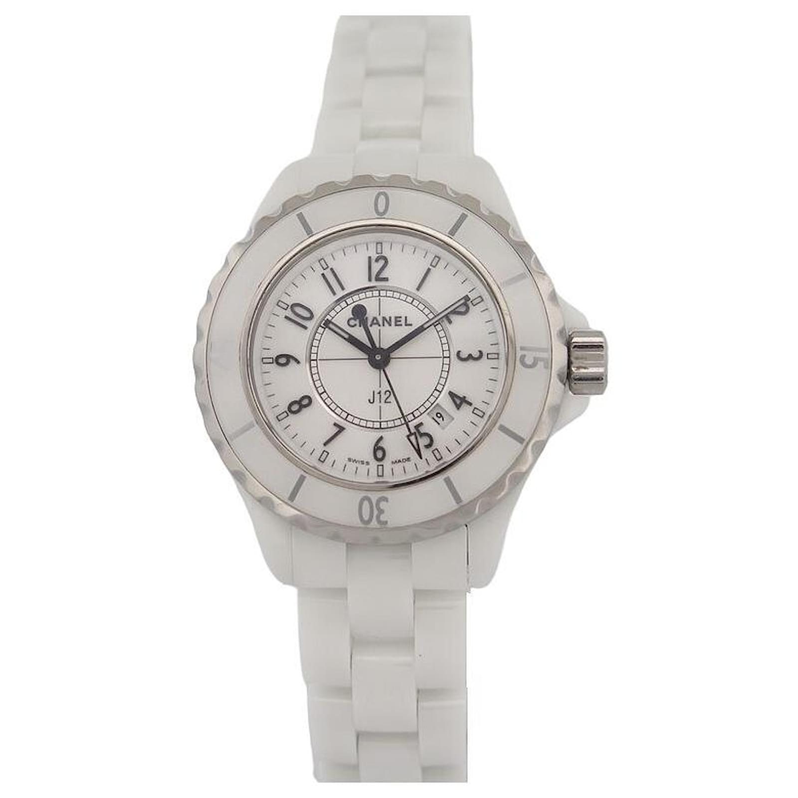 Chanel J watch12 34mm H0968 WHITE CERAMIC + QUARTZ CERAMIC WATCH BOX ...