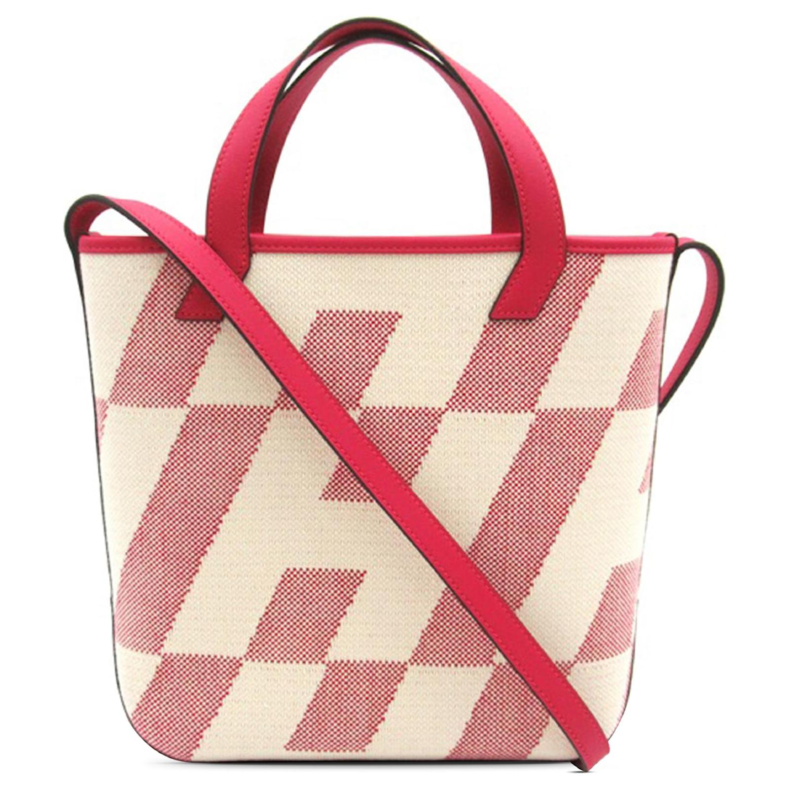 Hermès Hermes Pink Cabas H en Biais 27 Beige Pony-style calfskin Cloth ...