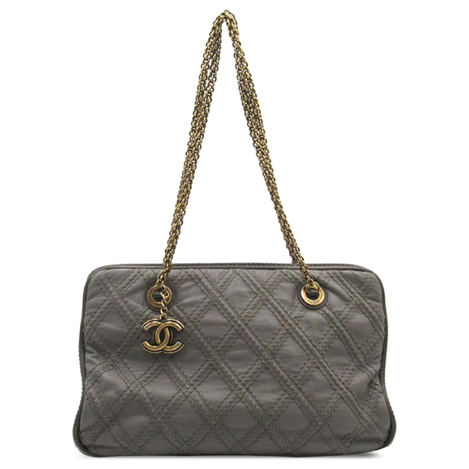 Chanel Gray CC Triptych Calfskin Shoulder Bag Grey Leather Pony-style ...