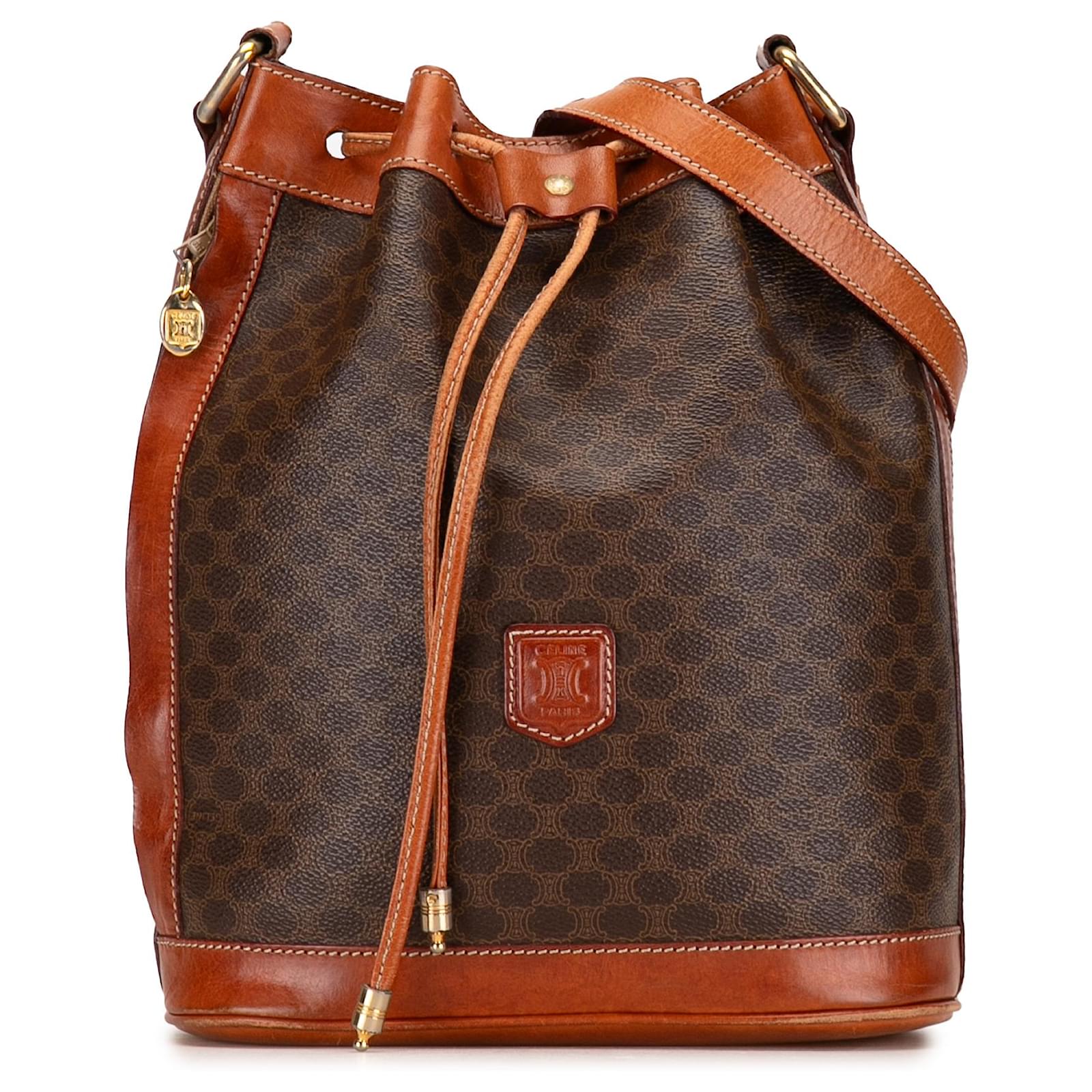 Céline Celine Brown Macadam Bucket Bag Cloth Cloth ref.1348250 - Joli ...