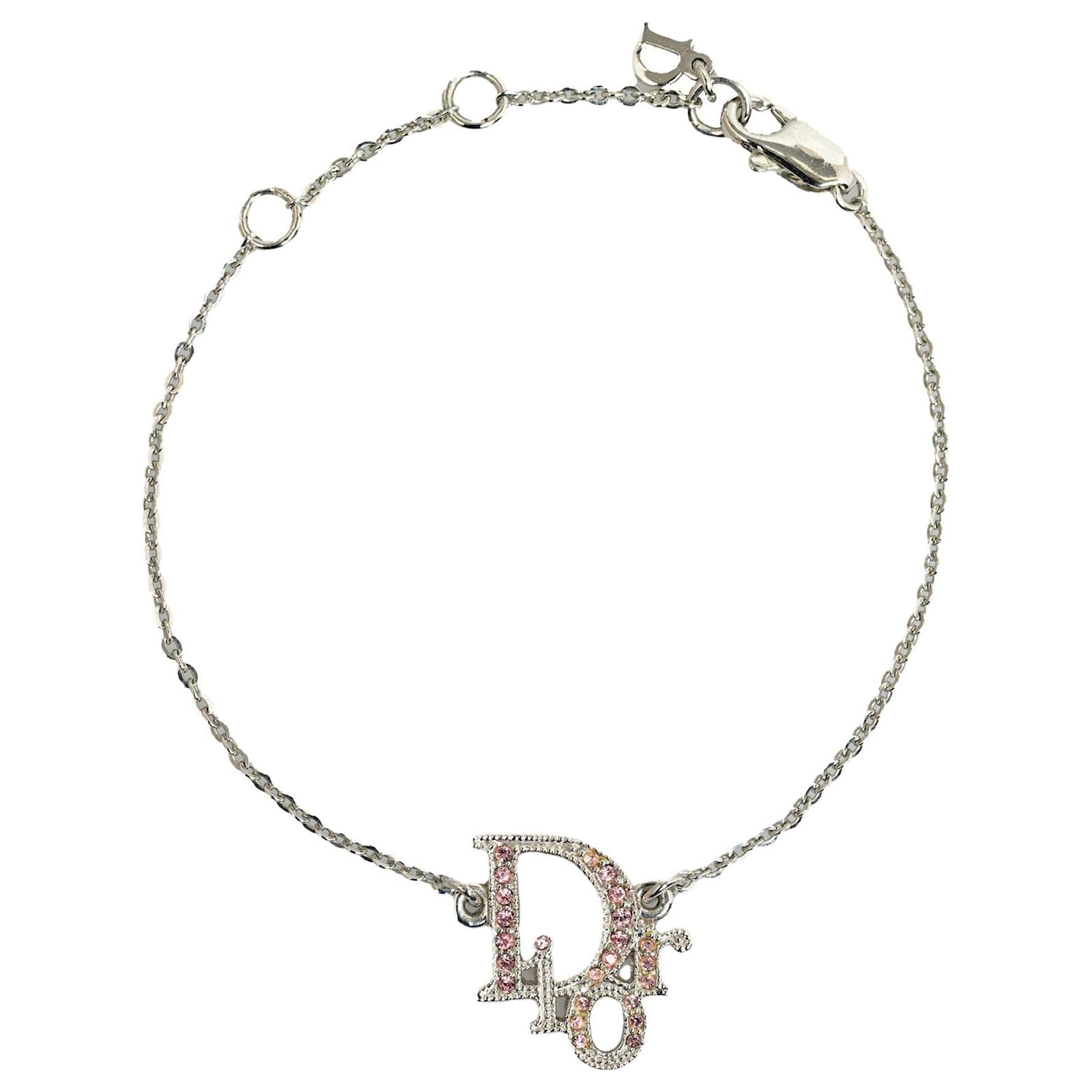 Dior Logo Rhinestone Bracelet Silver Silvery Metal ref.1348892 - Joli ...