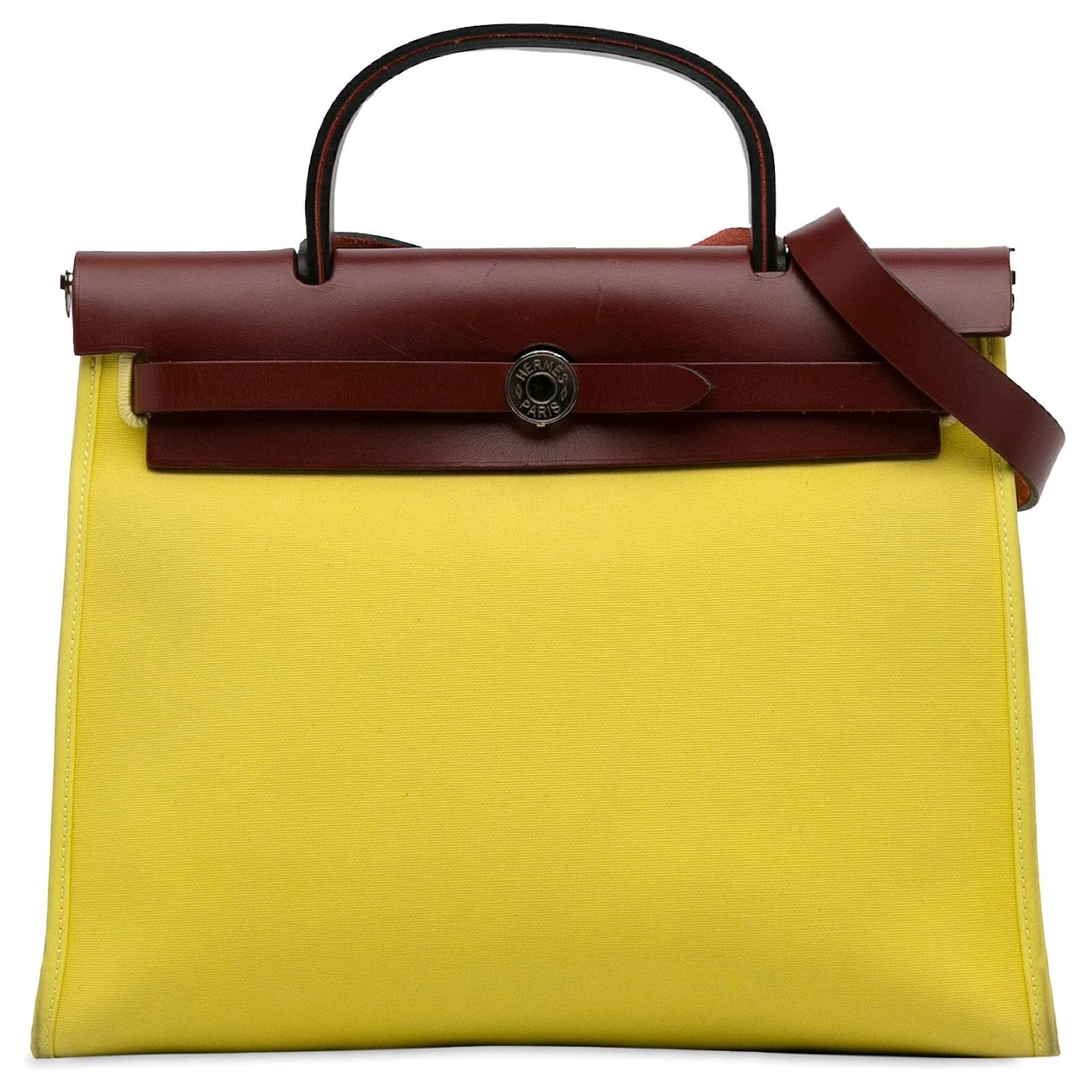 Hermès Hermes Toile Herbag Zip 31 Yellow Leather ref.1348924 - Joli Closet