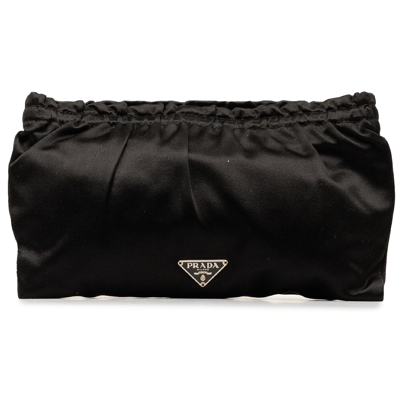 Prada Black Gathered Satin Pouch Cloth ref.1350031 - Joli Closet