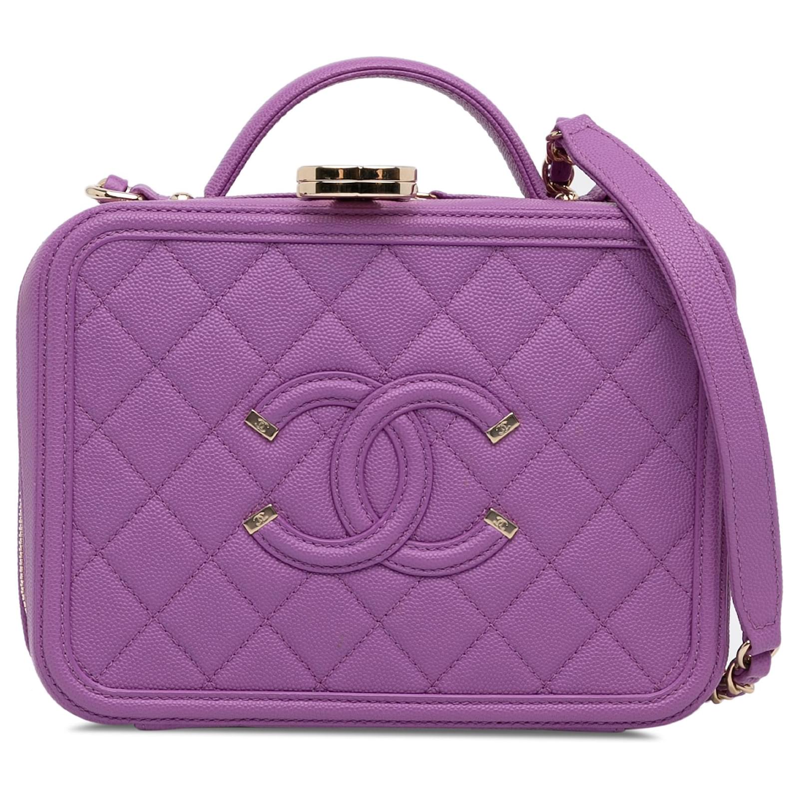 Chanel Purple Medium Caviar CC Filigree Vanity Case Leather ref.1351922 ...