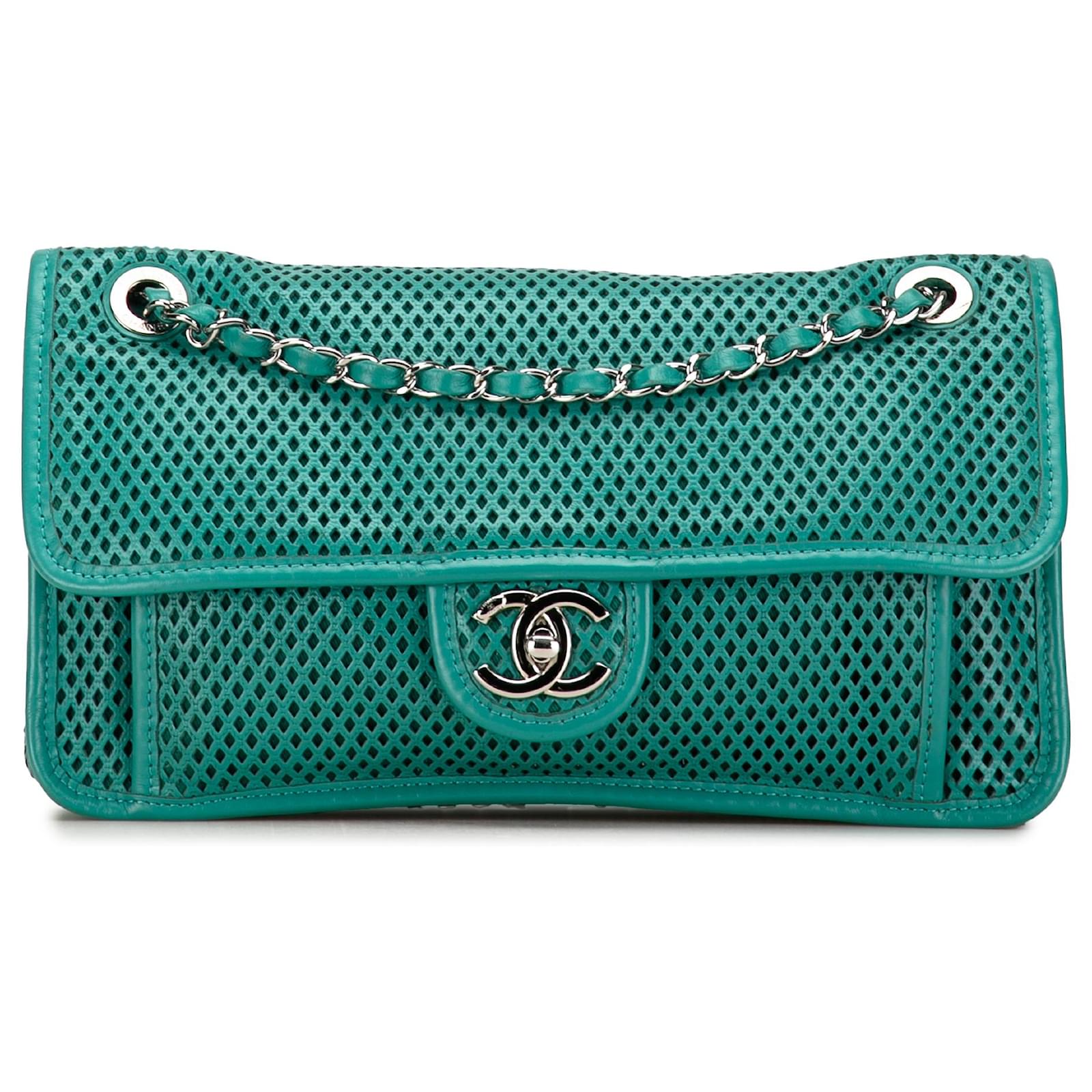 Chanel Green Medium Up In The Air Flap Leather Pony-style calfskin ref ...