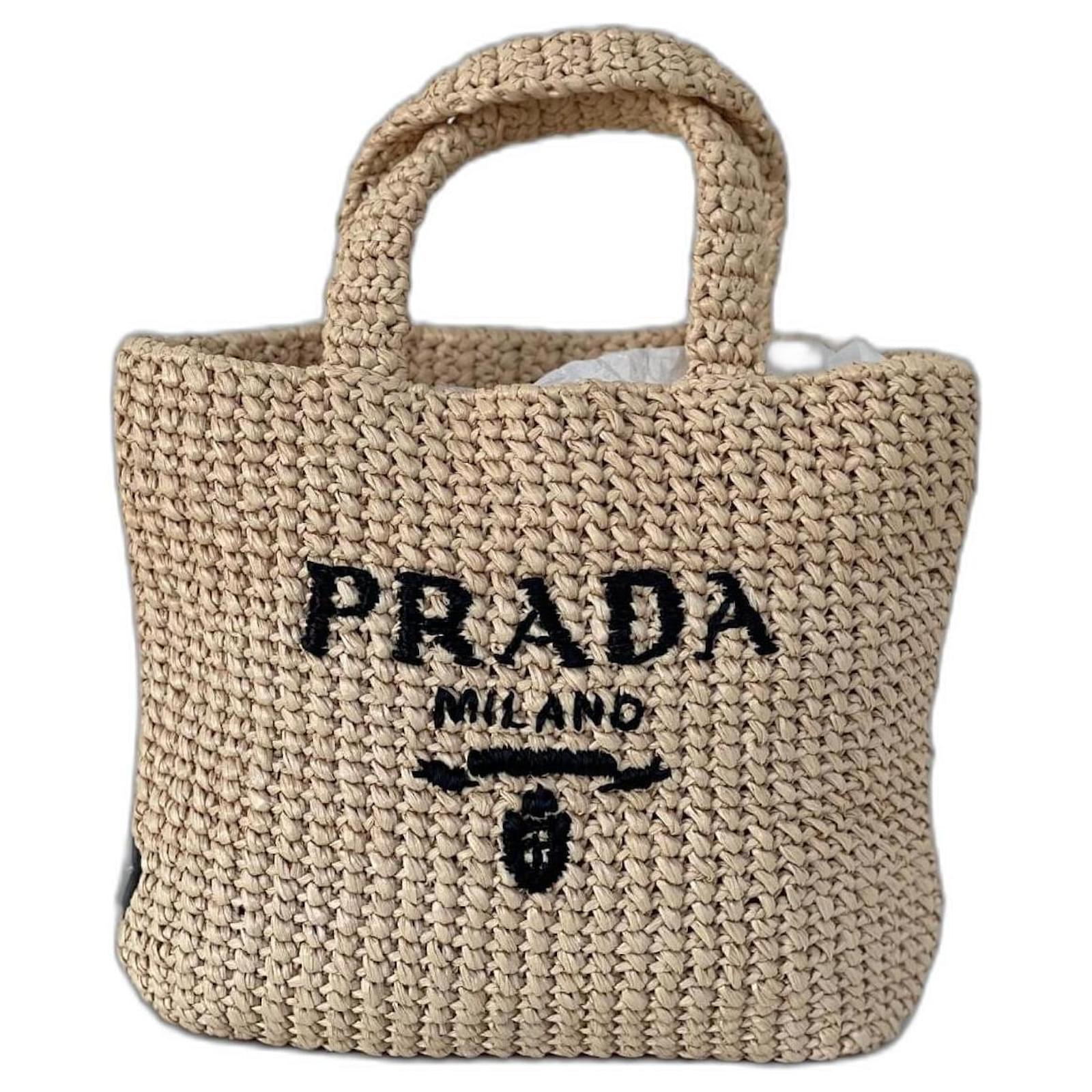 Prada Raffia Mini Tote bag Beige ref.1360282 - Joli Closet