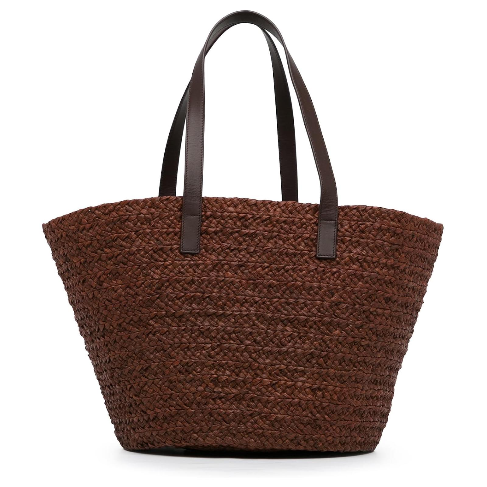 Saint Laurent Brown Raffia Tote Dark brown ref.1361411 - Joli Closet