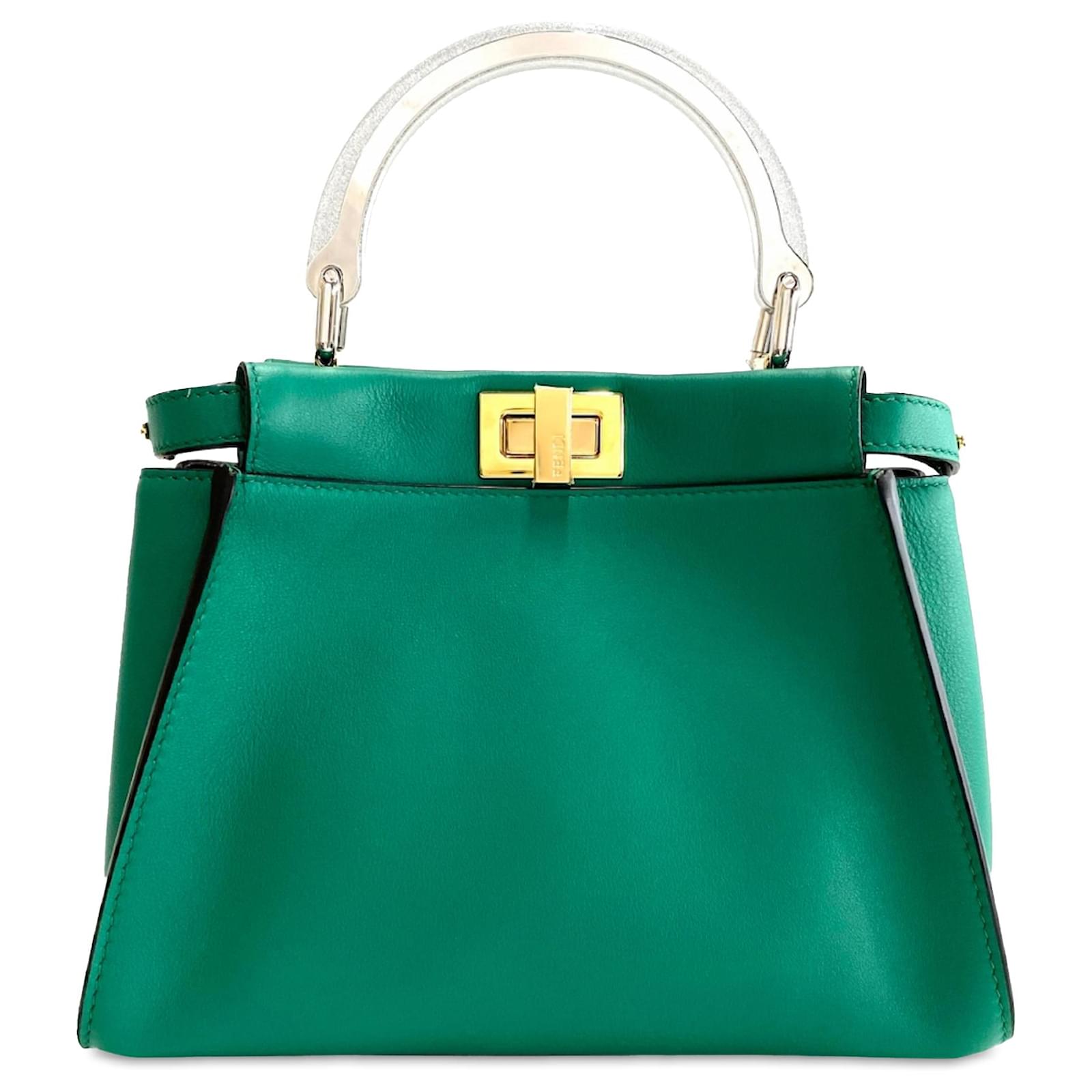 Fendi Green Mini Peekaboo Iconic Leather Pony-style calfskin ref ...