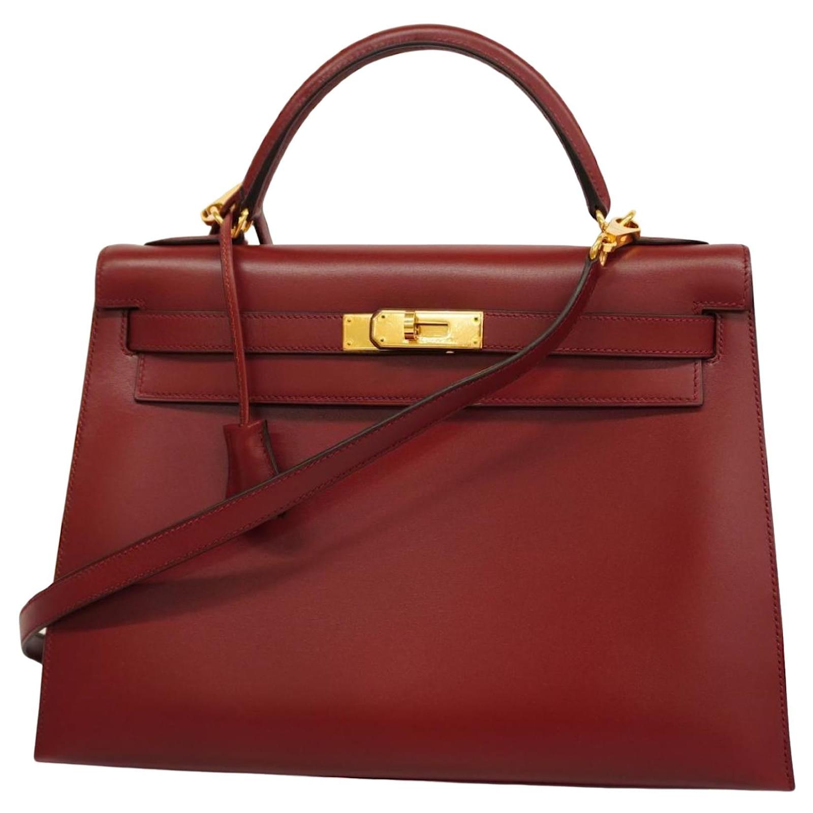 Hermès Kelly 32 Dark red Pony-style calfskin ref.1368341 - Joli Closet