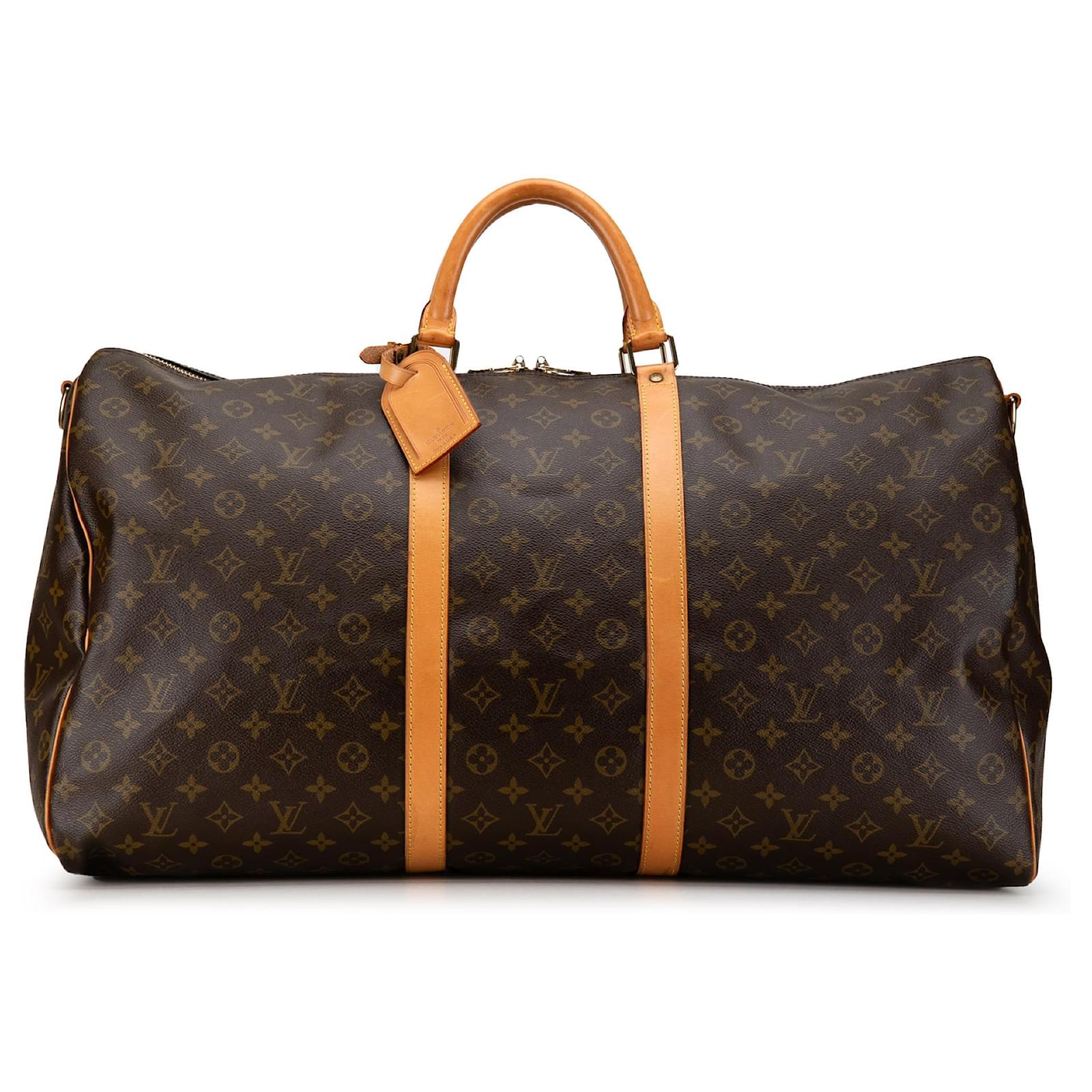 Louis Vuitton Brown Monogram Keepall 60 Leather Cloth ref.1369554 - Joli Closet