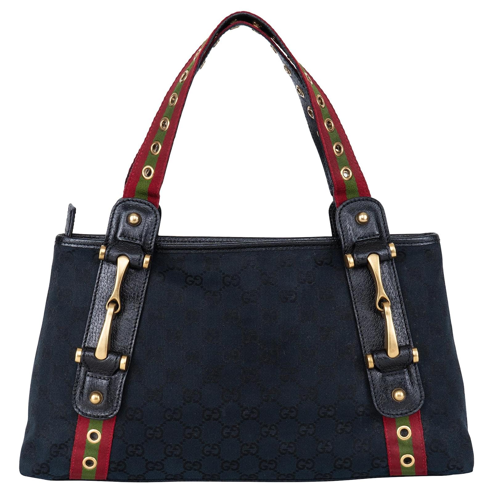 Gucci GG Monogram Grommet Straps Pelham Shoulder Bag Black Cloth ref ...