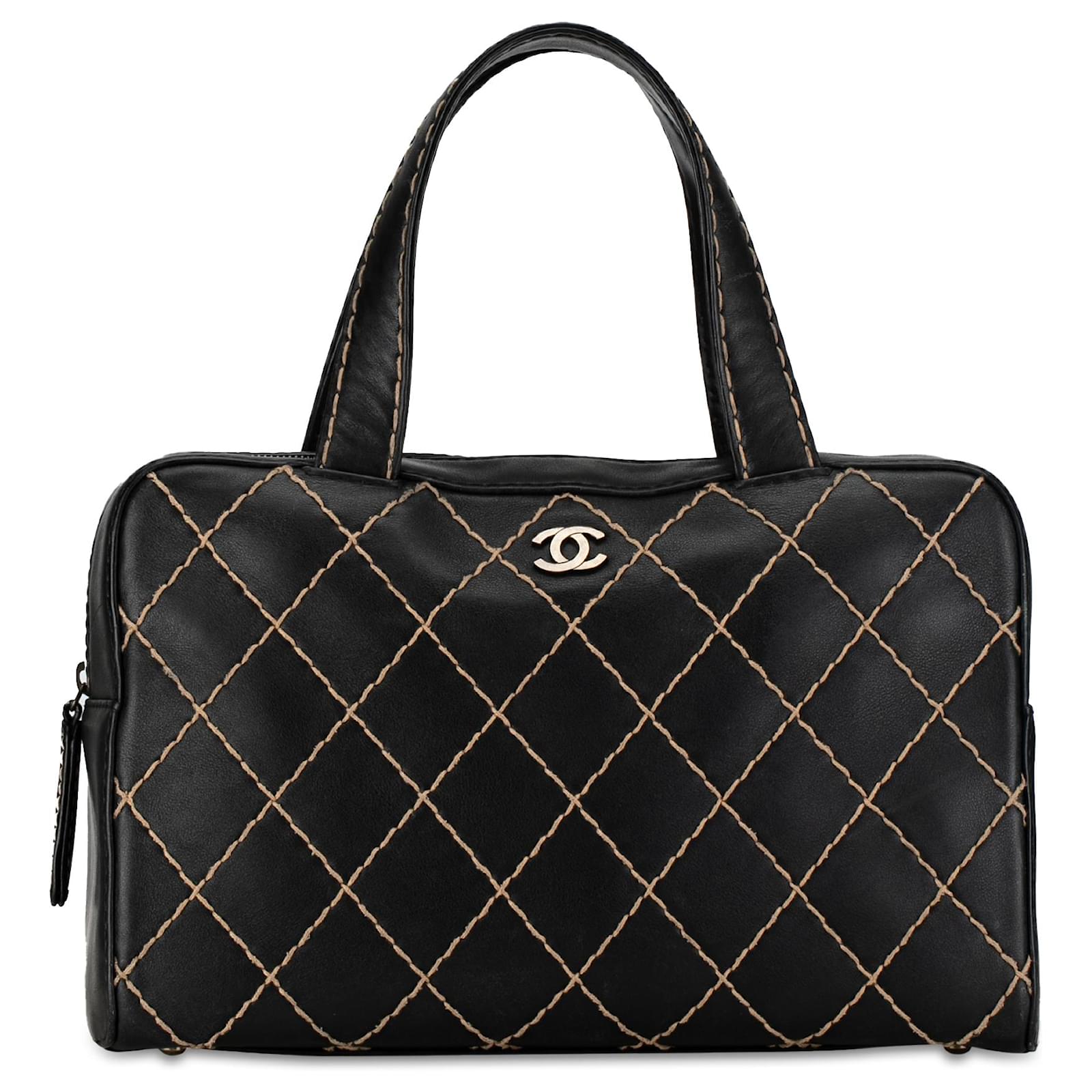 Chanel Black CC Wild Stitch Lambskin Handbag Leather ref.JC1380800 ...