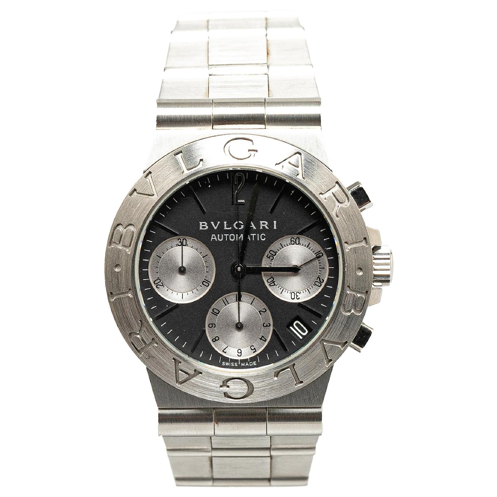 Bulgari Bvlgari Silver Automatic Stainless Steel Diagono Watch Silvery ...