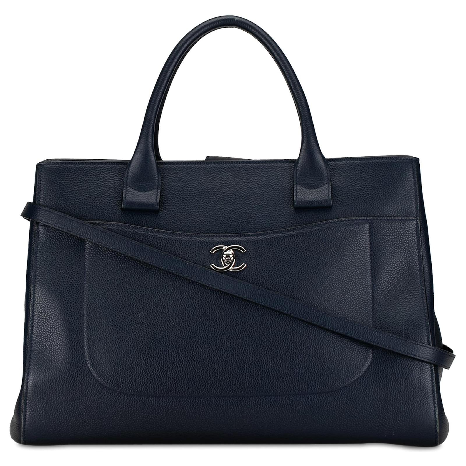 Navy Chanel Medium Caviar Neo Executive Tote Satchel Navy blue Leather ...