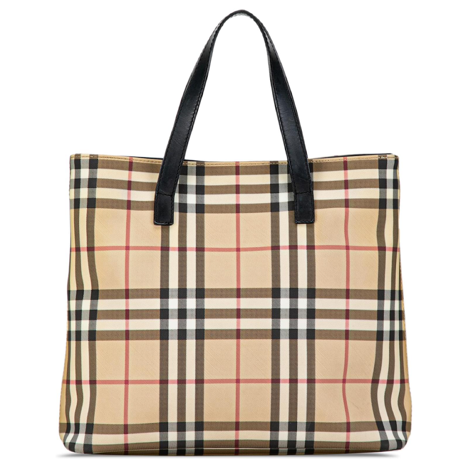 Burberry Brown House Check Tote Pony-style calfskin Cloth ref.1394162 - Joli Closet