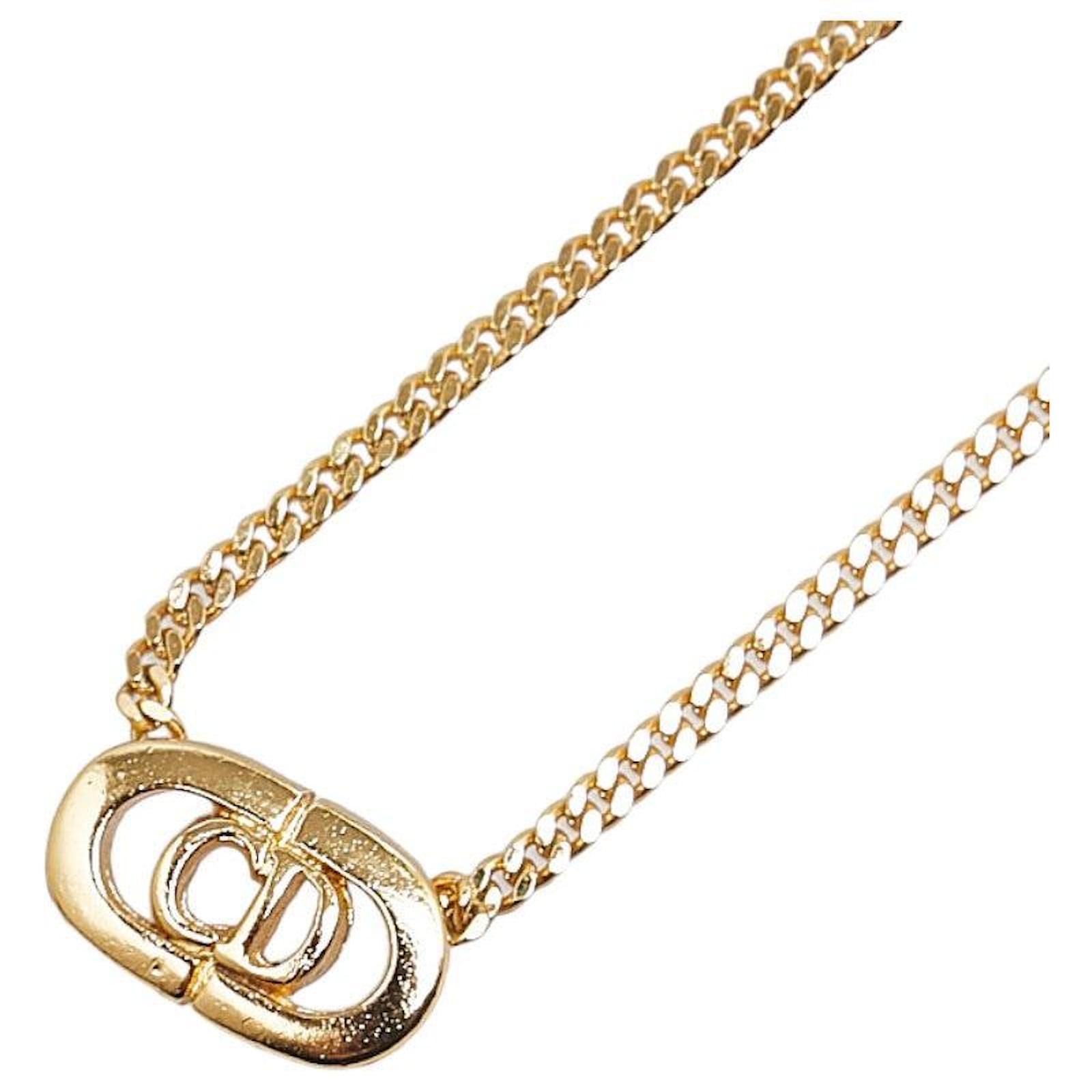 Dior CD Logo Gold Plated Necklace Golden Metal ref.1396077 - Joli Closet