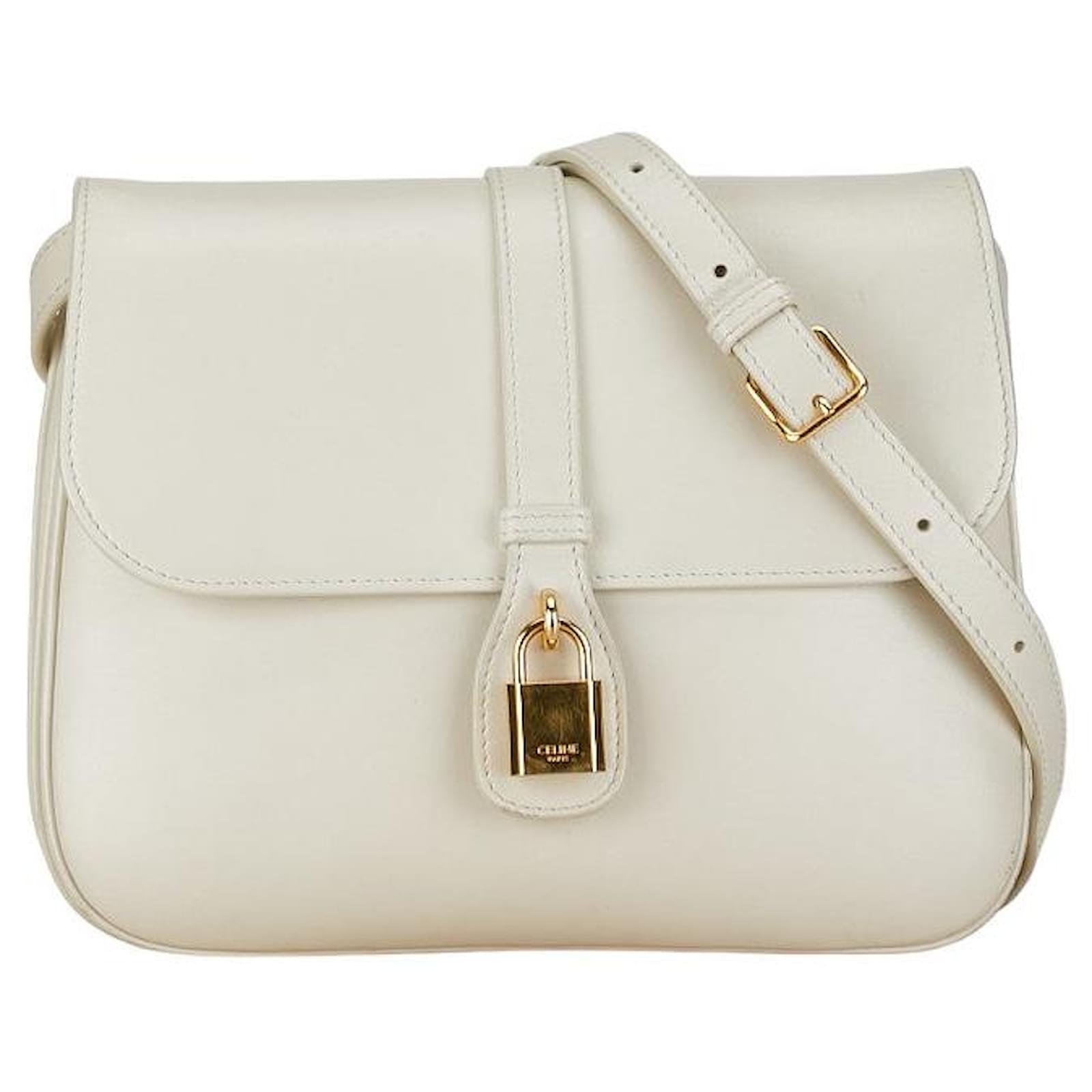 Céline Celine Tabou Medium Leather Shoulder Bag White ref.1396201 ...