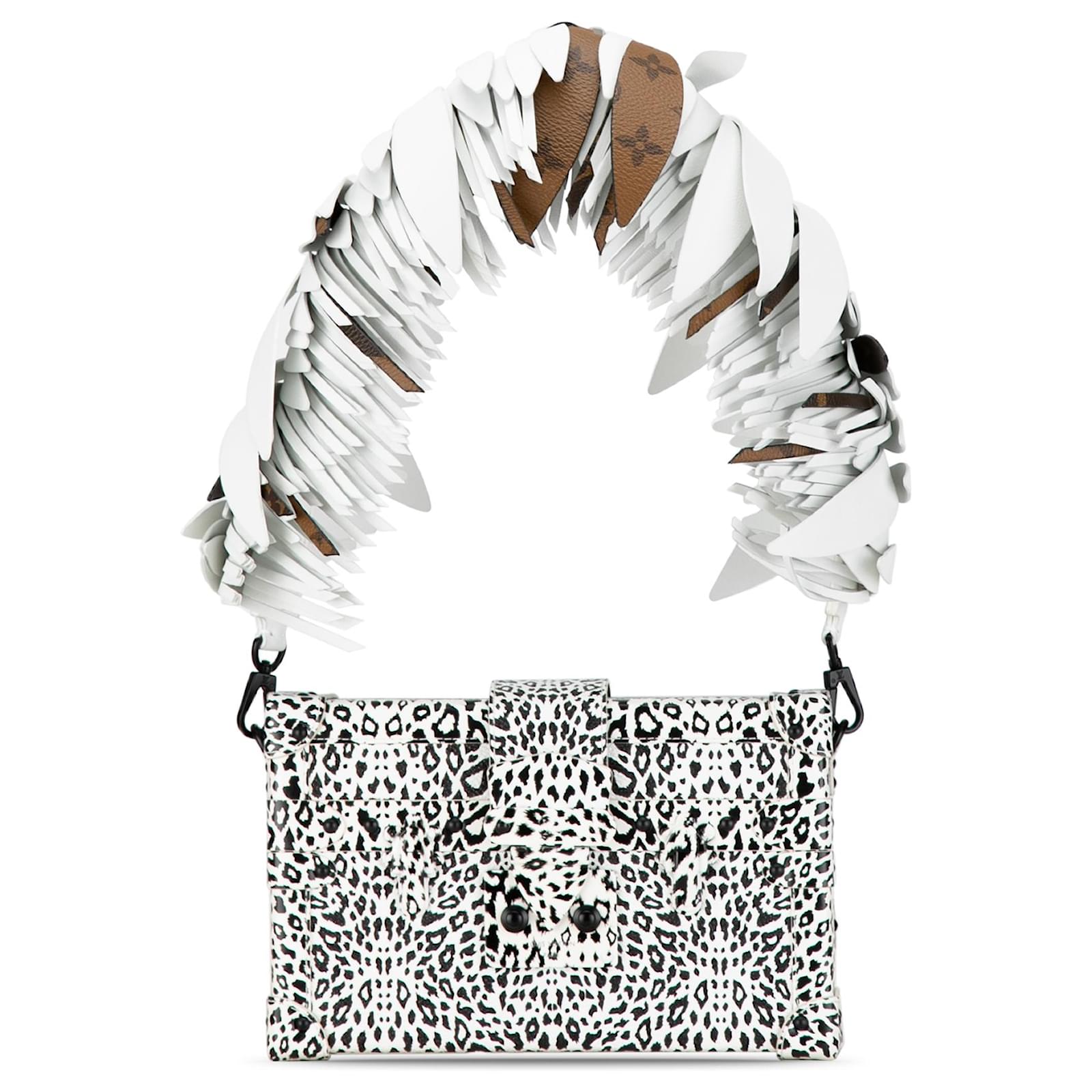 Louis Vuitton White Leopard Print and Fringe Strap Petite Malle Pony ...
