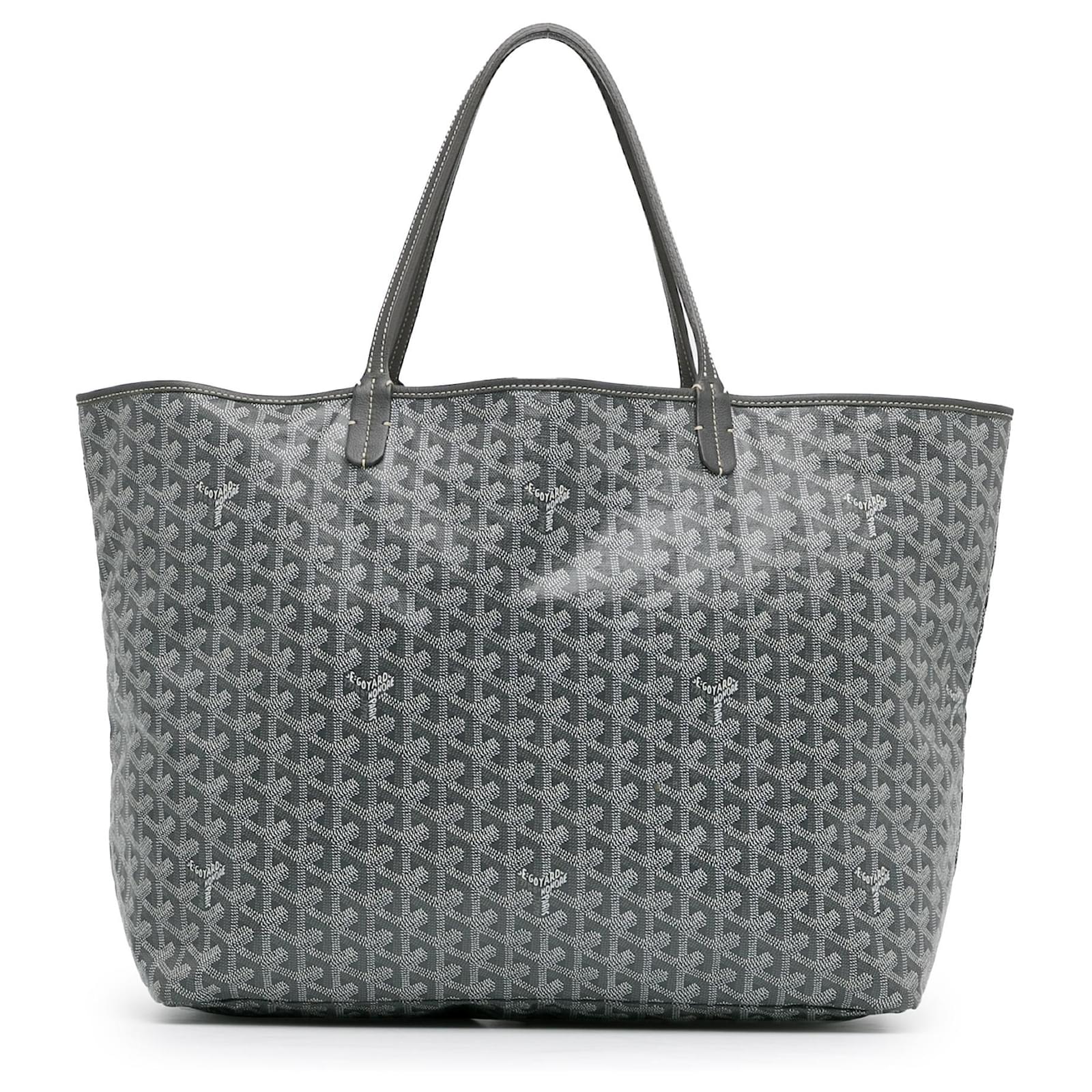 Goyard Gray Goyardine Saint Louis GM Grey Pony-style calfskin Cloth ref ...
