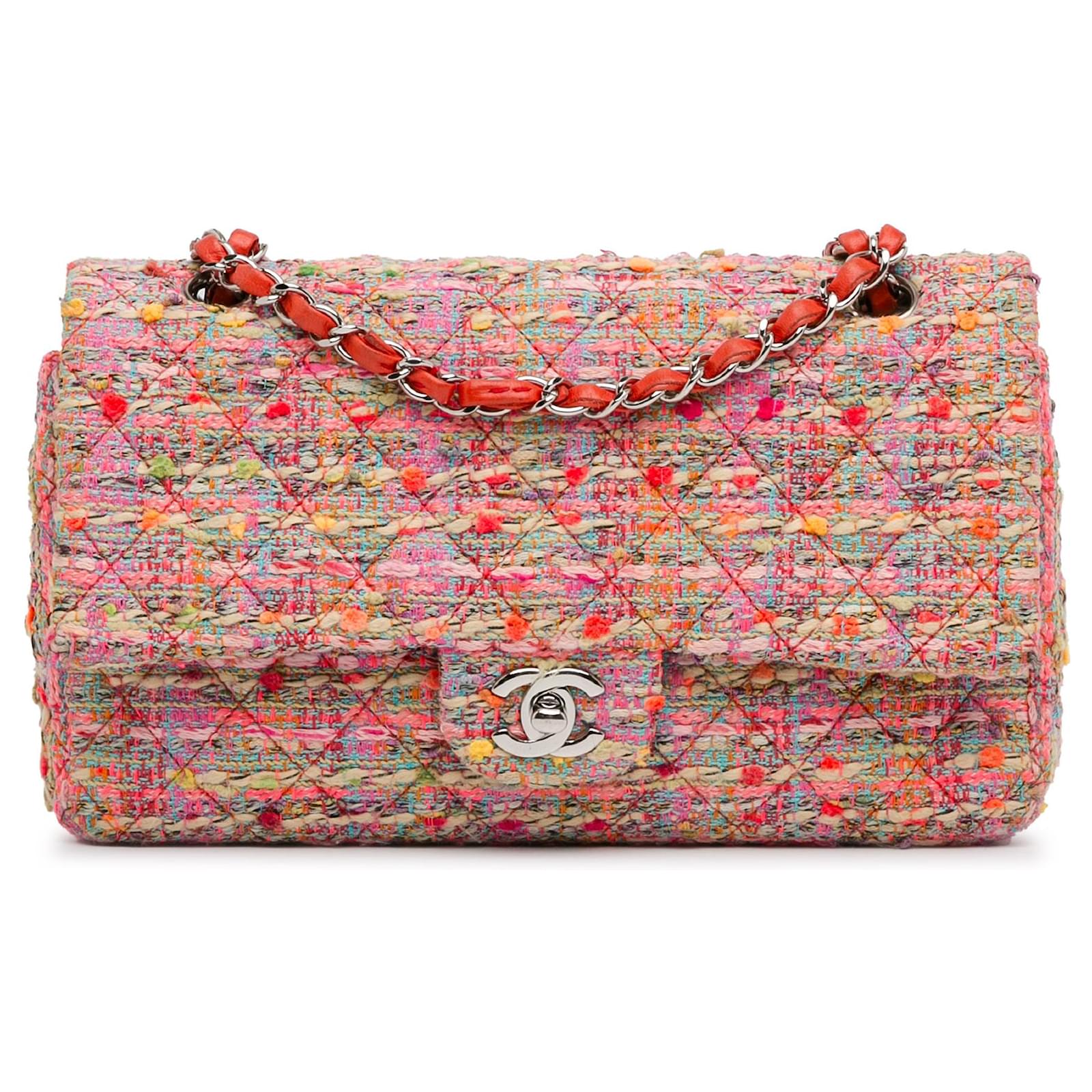 Chanel Pink Medium Classic Tweed lined Flap Cloth ref.1404467 - Joli Closet