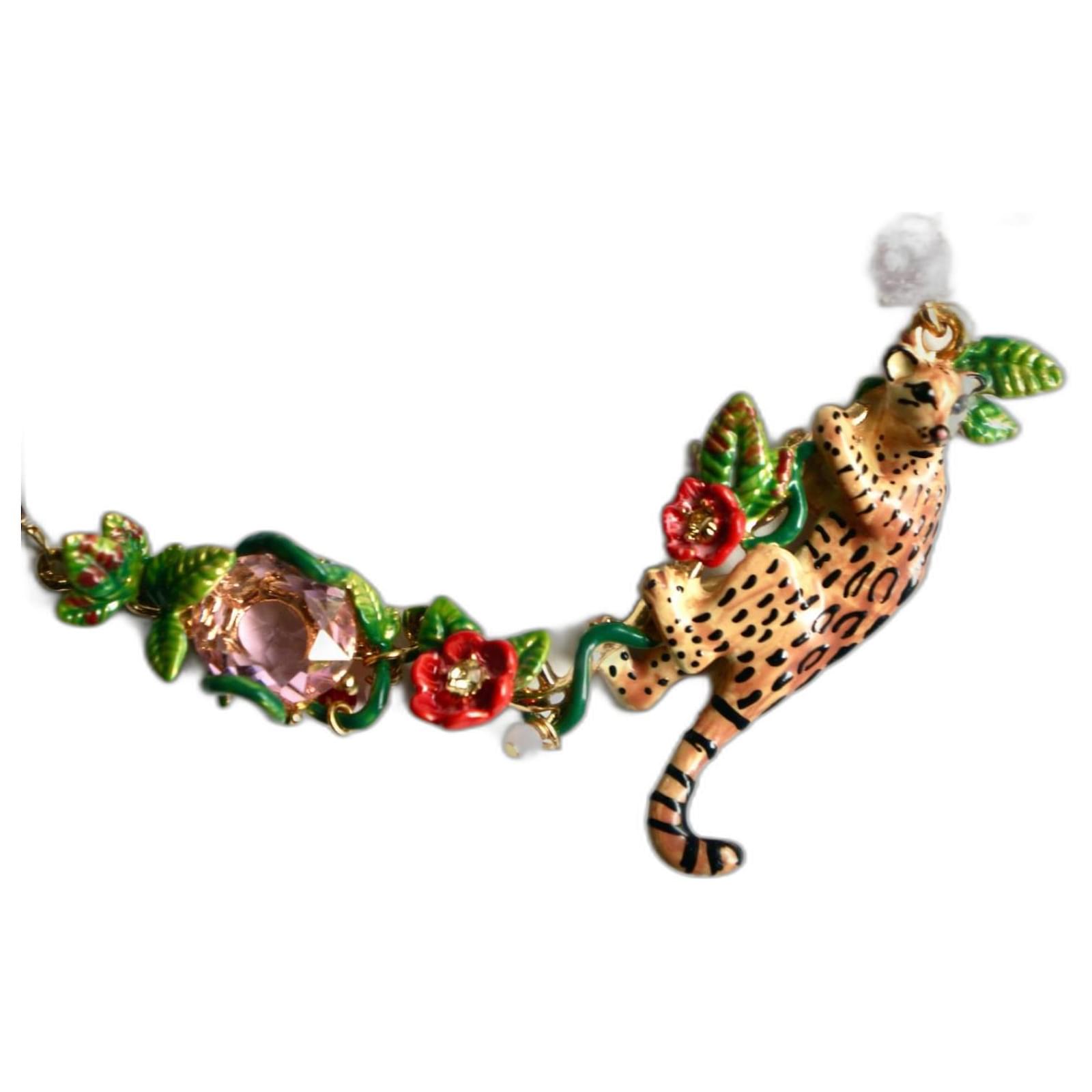 Les Nereides Leopard and flower necklace Leopard print Ceramic ref ...