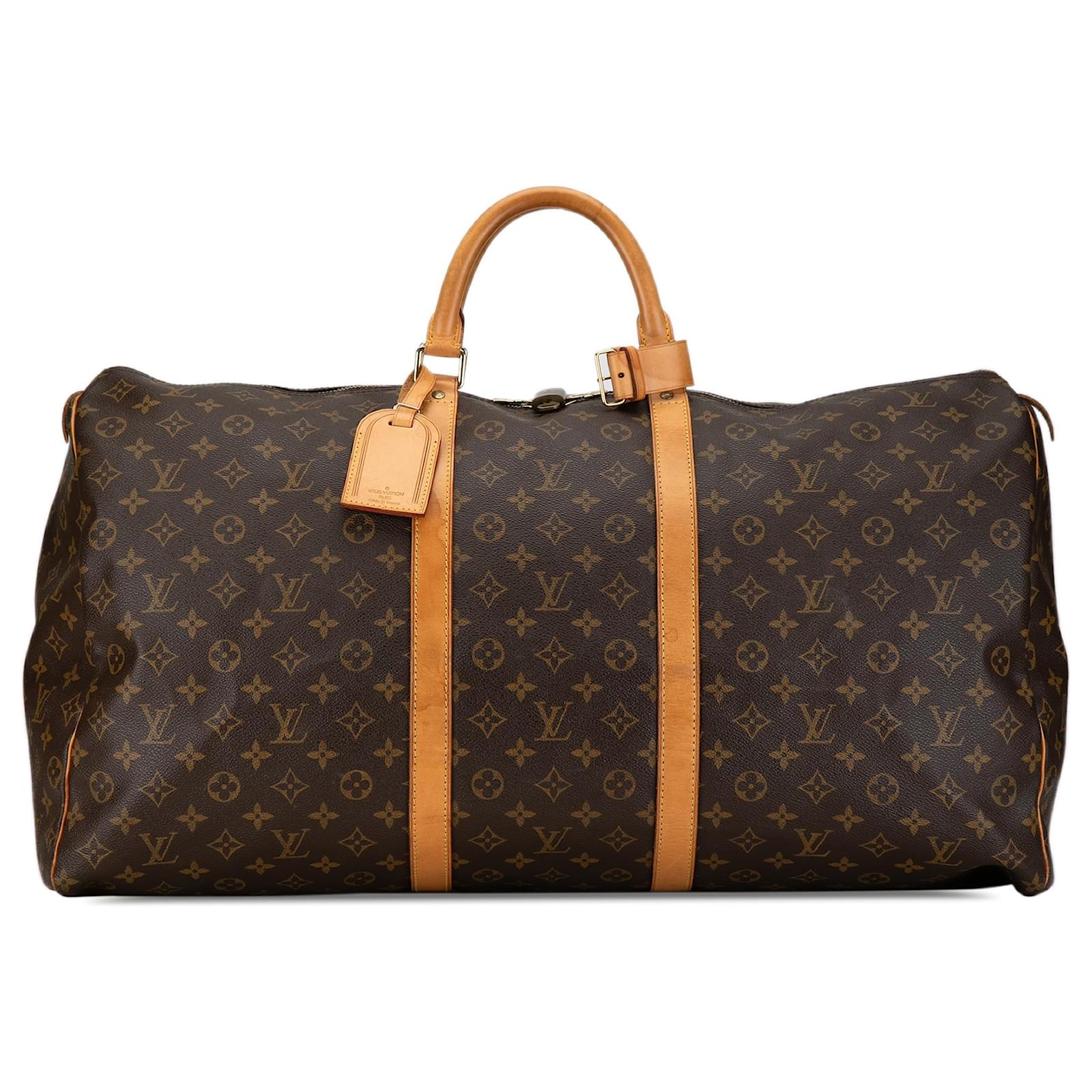 Louis Vuitton Brown Monogram Keepall 60 Leather Cloth ref.1407731 - Joli Closet