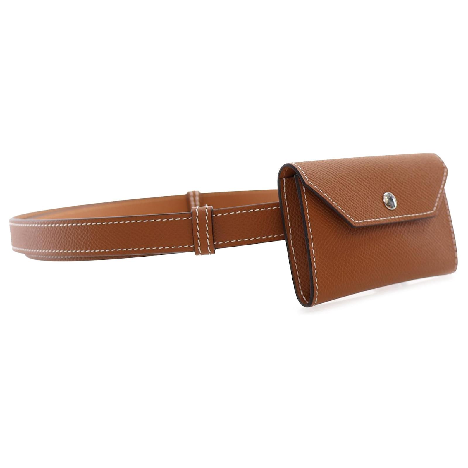 Hermès Brown Epsom Kelly Pocket Belt 18 Leather Pony-style calfskin ref ...
