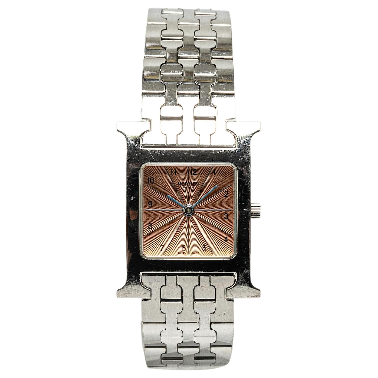 Hermès Silver Quartz Stainless Steel Heure H Watch Silvery Orange Metal ...