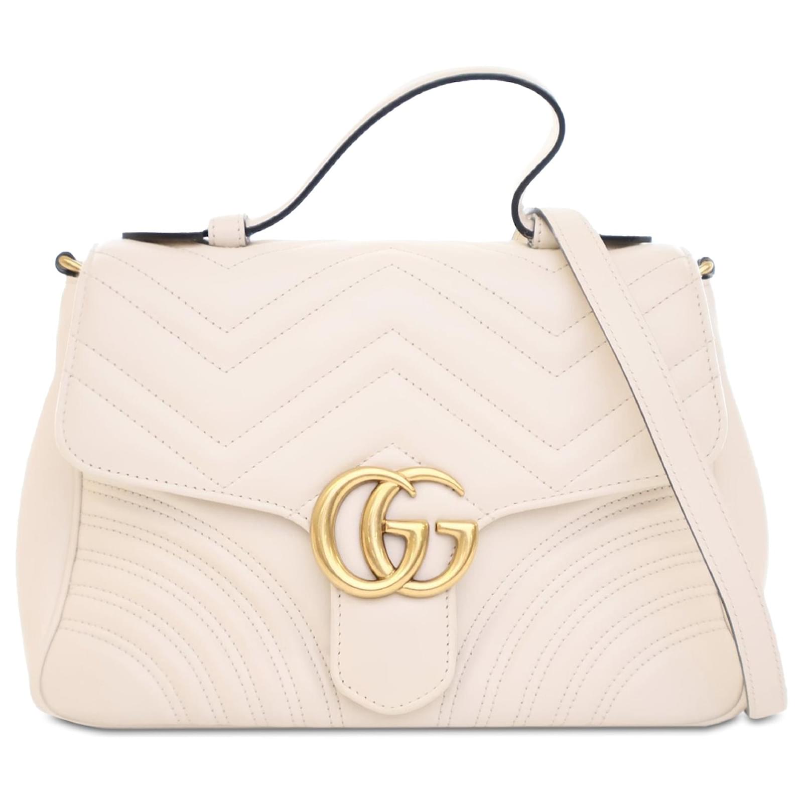 White Gucci Small GG Marmont Top Handle Satchel (Sold) - Joli Closet