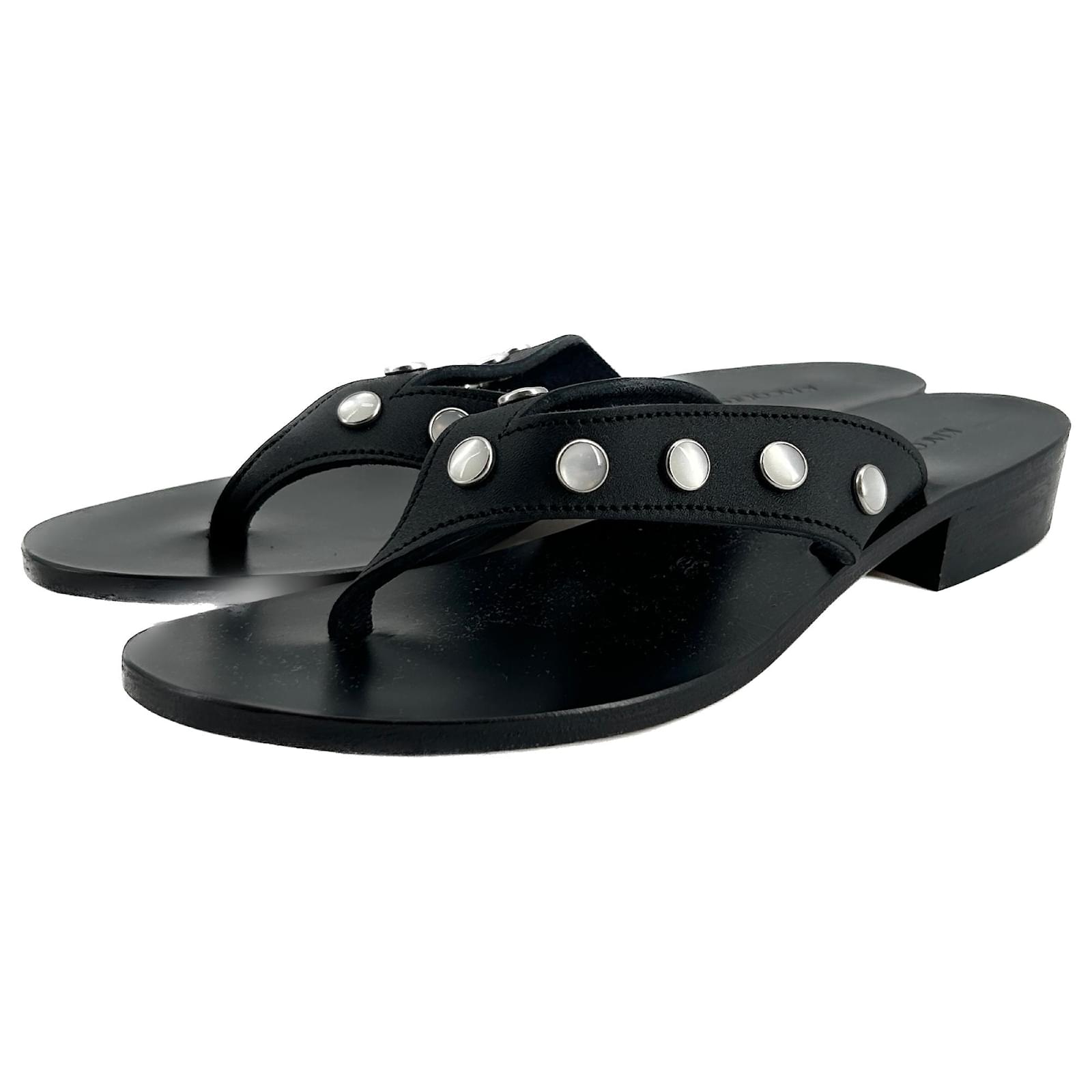 K JACQUES Sandals T.eu 36 leather Black ref.1410872 - Joli Closet