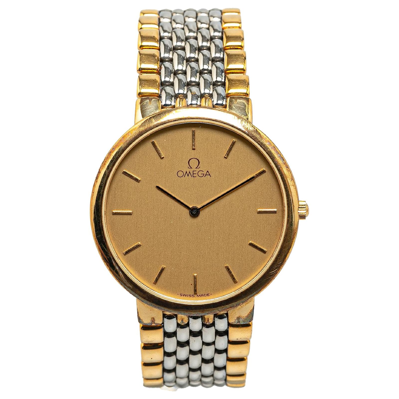 OMEGA Gold Quartz Stainless Steel De Ville Watch Golden Metal ref ...