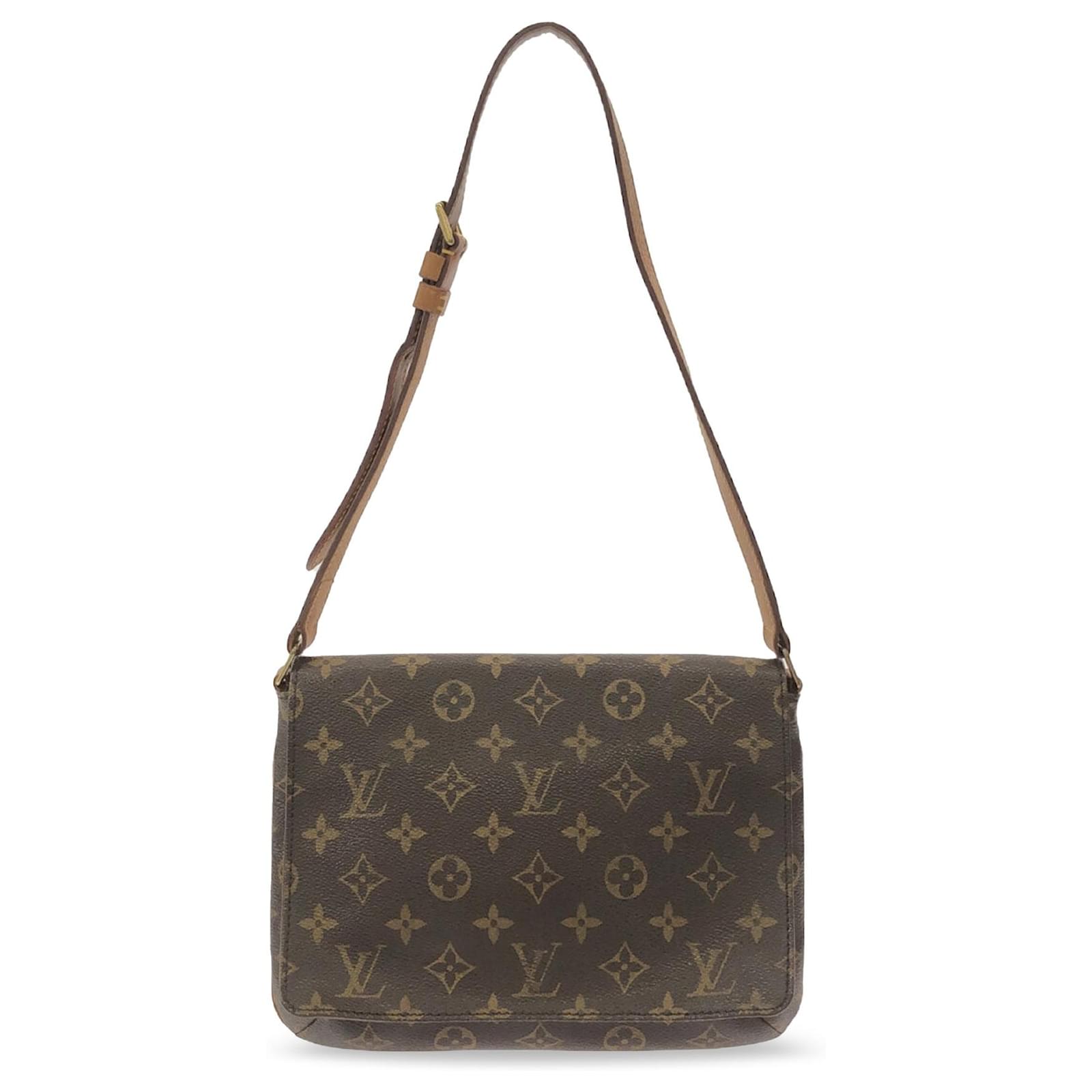 Louis Vuitton Brown Monogram Musette Tango Long Strap Leather Cloth ref ...
